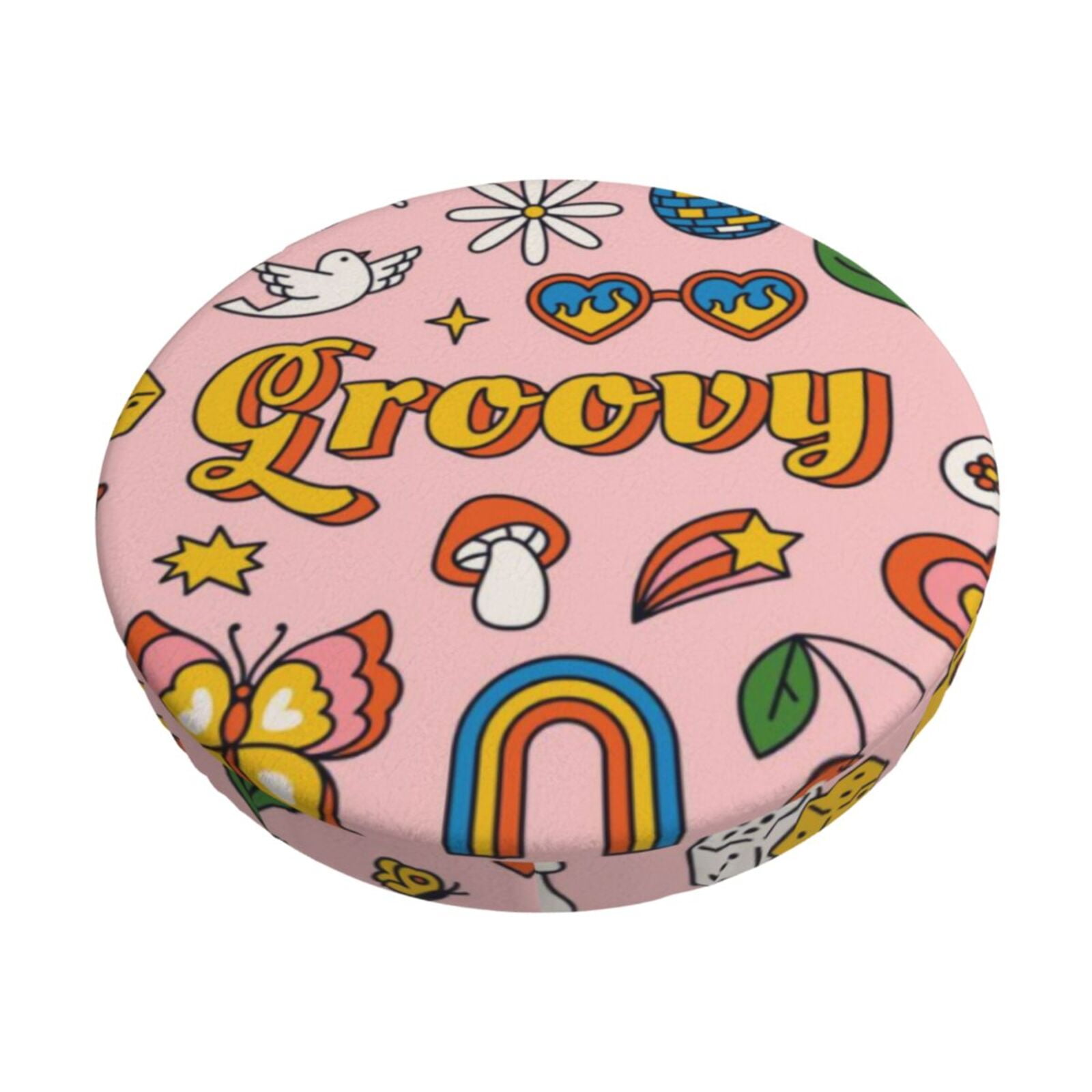 Derioi Retro 70s Hippie for Round Bar Chair Cushion Cover Round Stool ...