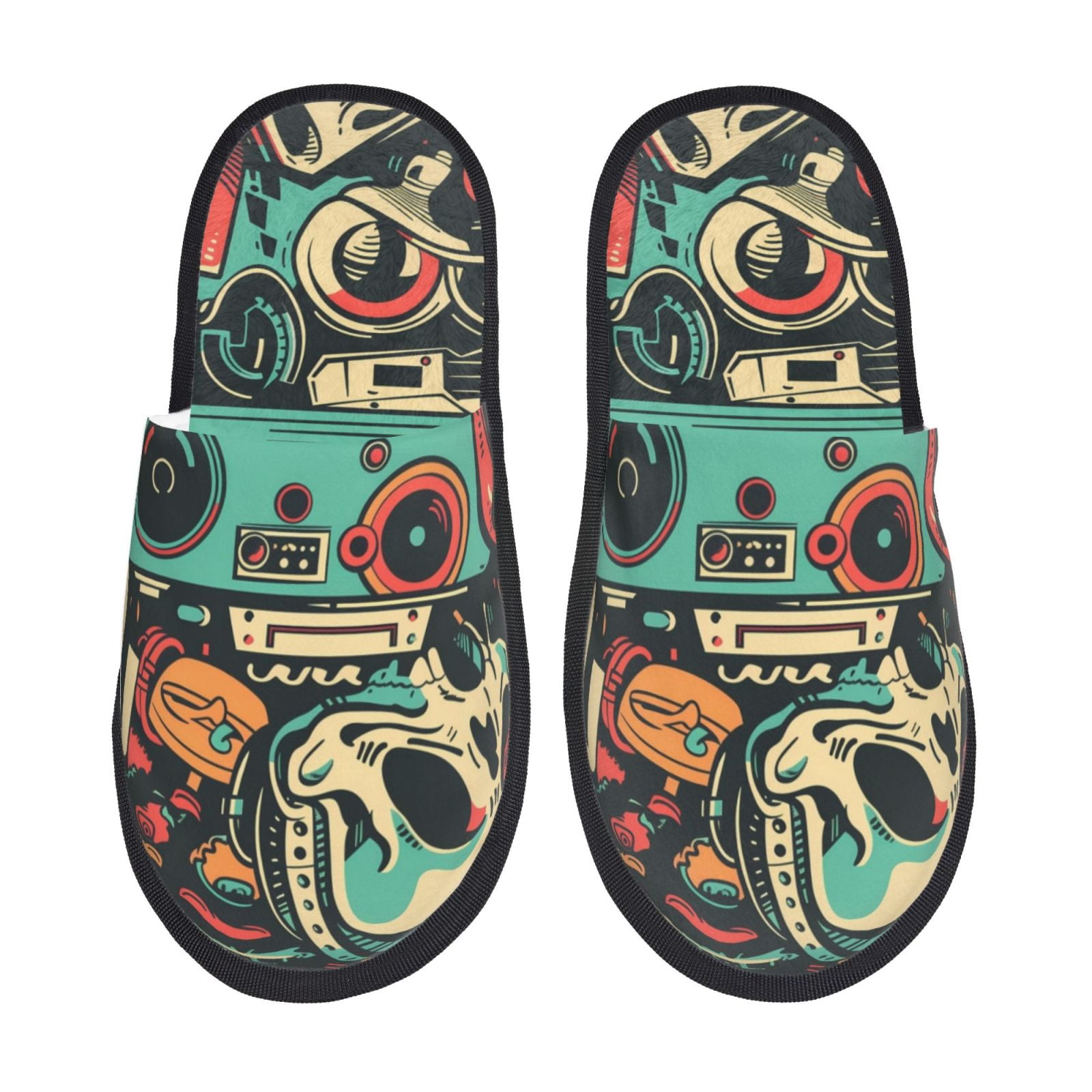 Derioi Retro Pop Art Collage for Slippers Indoor Outdoor Anti-Skid Warm ...