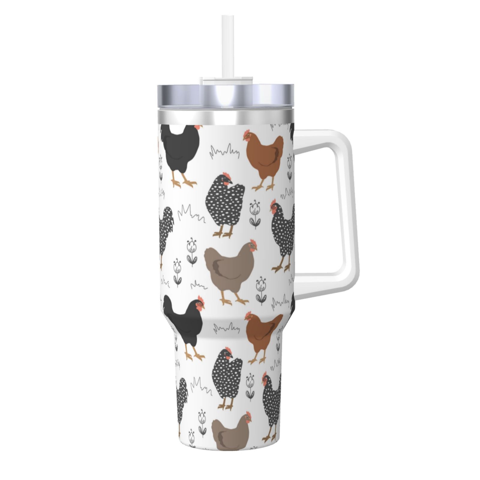 Derioi Retro Rooster for 40oz Stainless Steel Tumbler with Handle ...