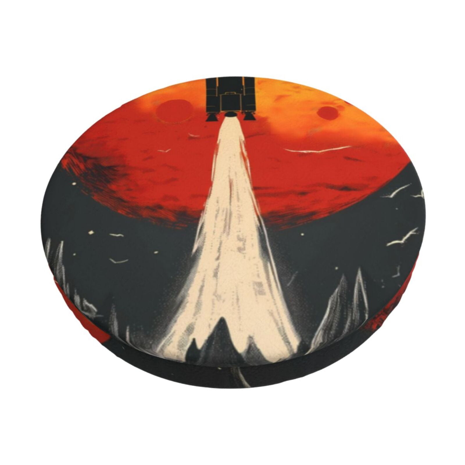 Derioi Retro Space Rocket Launch for Round Bar Chair Cushion Cover ...