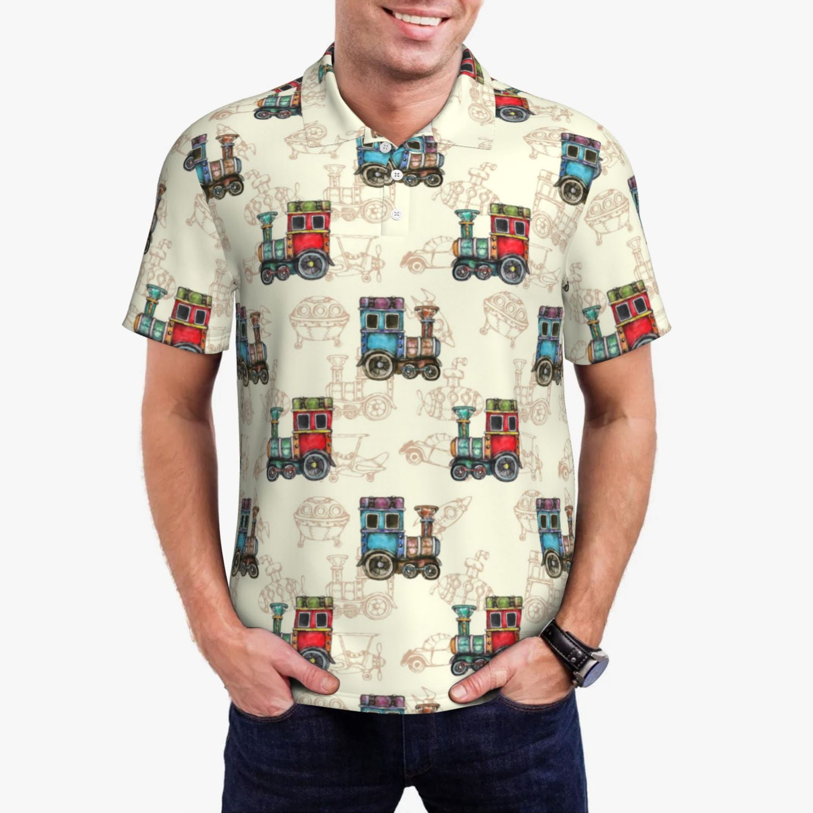Derioi Retro Steampunk Vehicle for Men's Polo Shirts Short Sleeve Golf ...