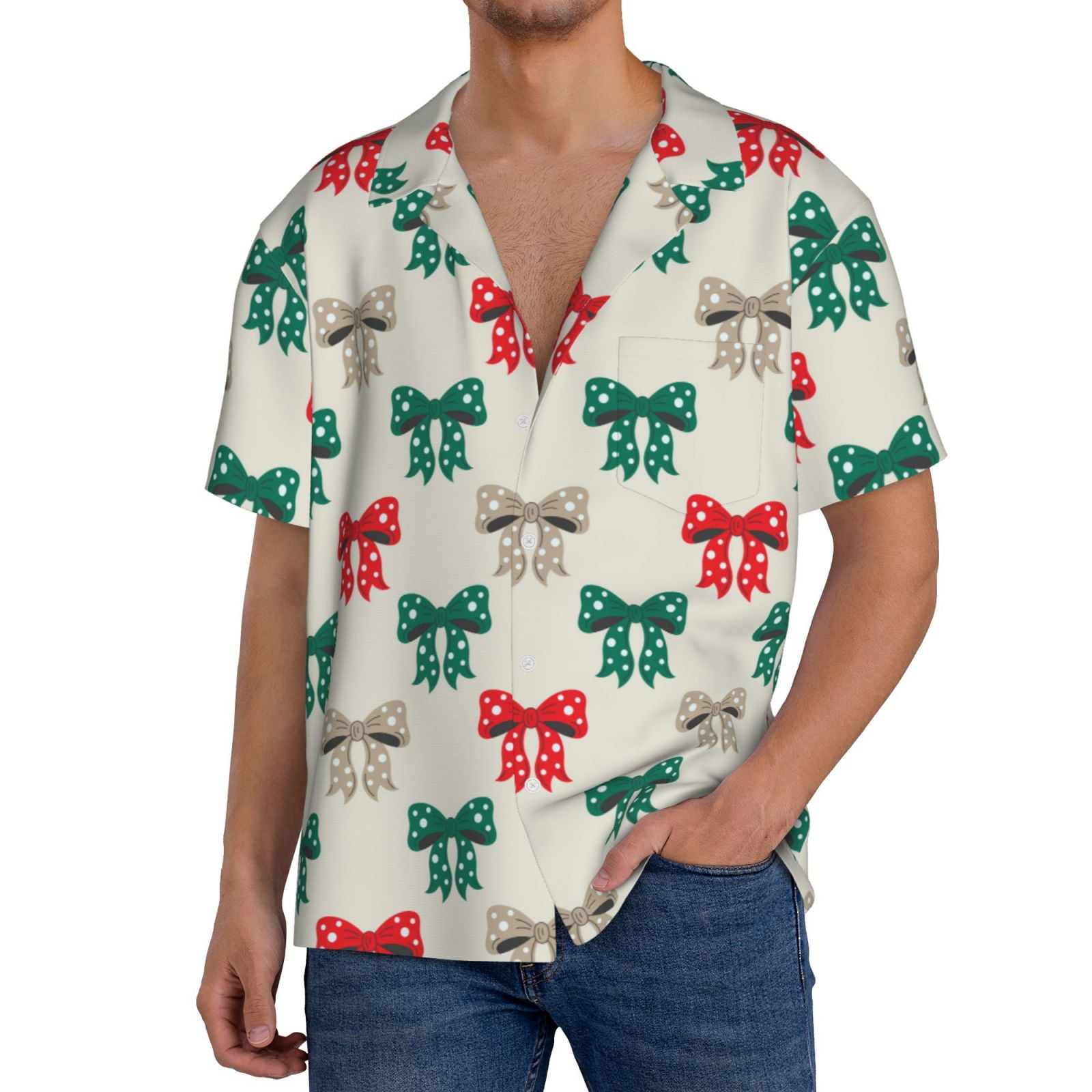 Derioi Retro bows for Men's Cuban Collar Short Sleeve Casual Button ...