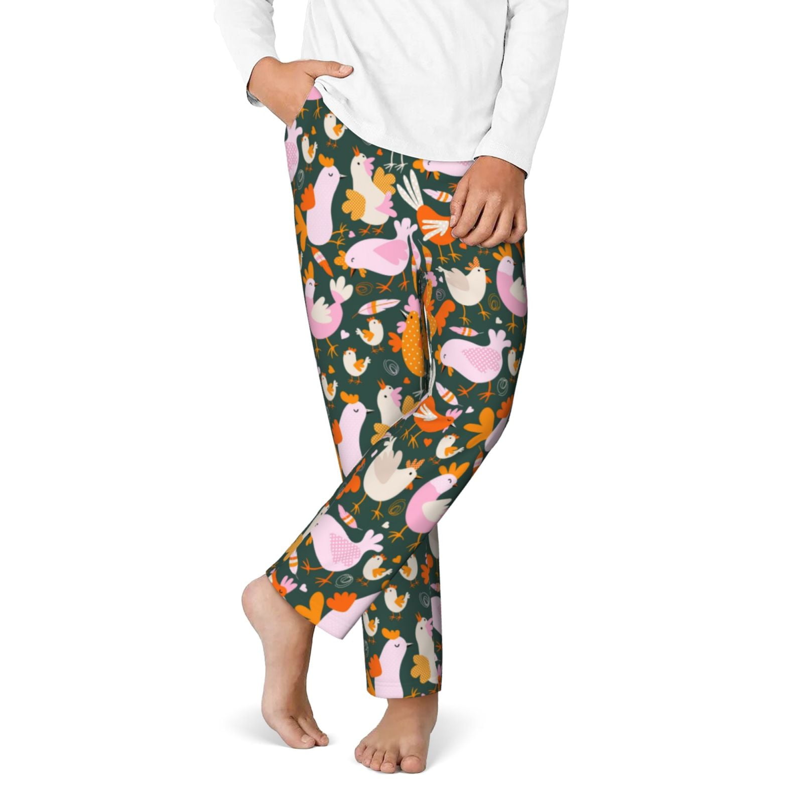 Derioi Roosters and Chicks for Pajama Pants Men Elastic Waistband Sleep ...