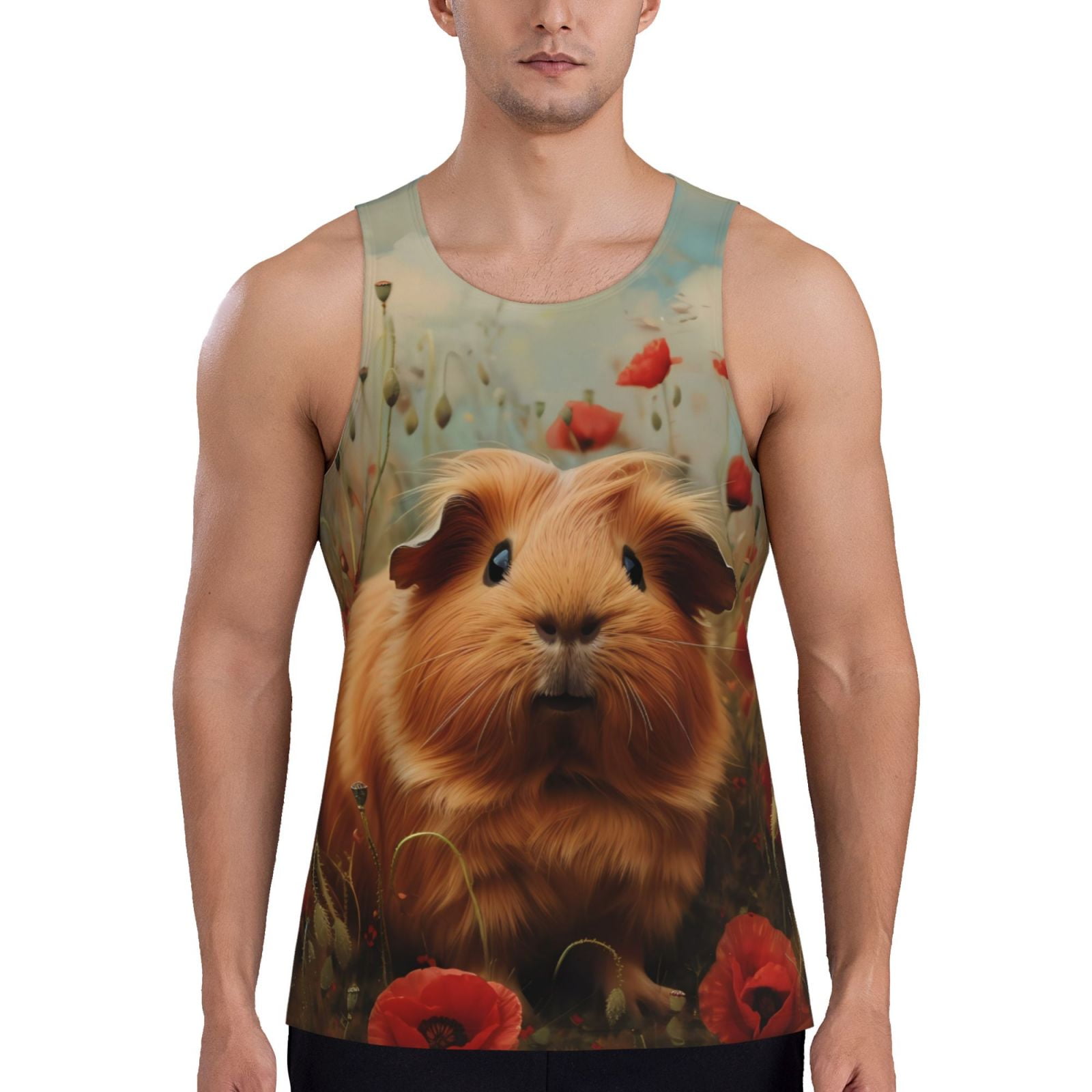 Derioi Rose Cute Guinea Pig for Men's Workout Tank Top Muscle Gym Shirt ...