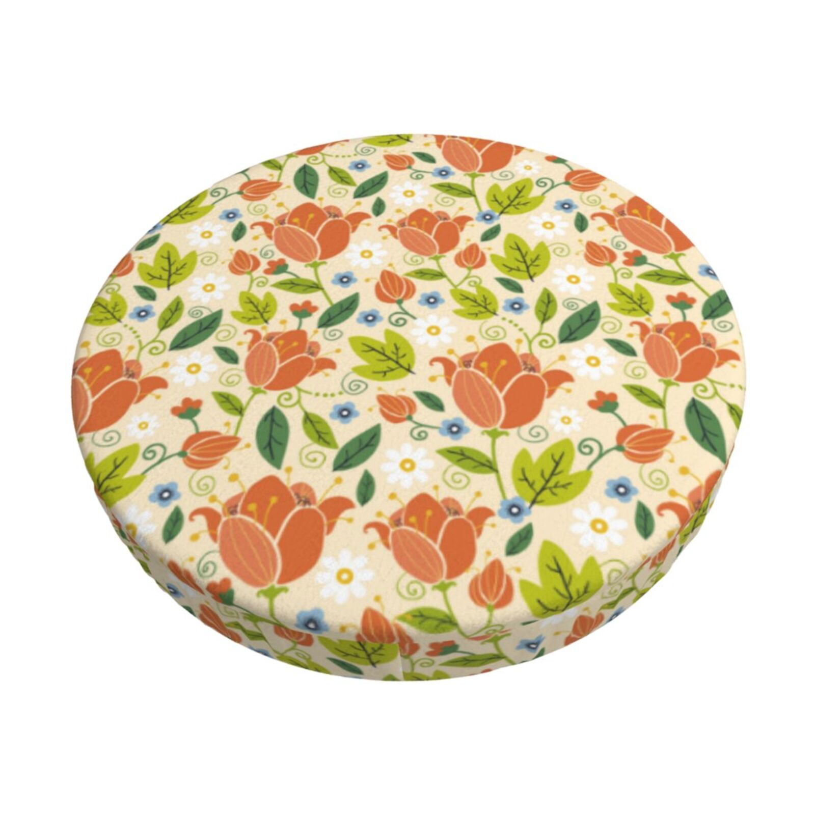 Derioi Rose Daisy for Round Bar Chair Cushion Cover Round Stool Cover Perfect Fit for Round ...