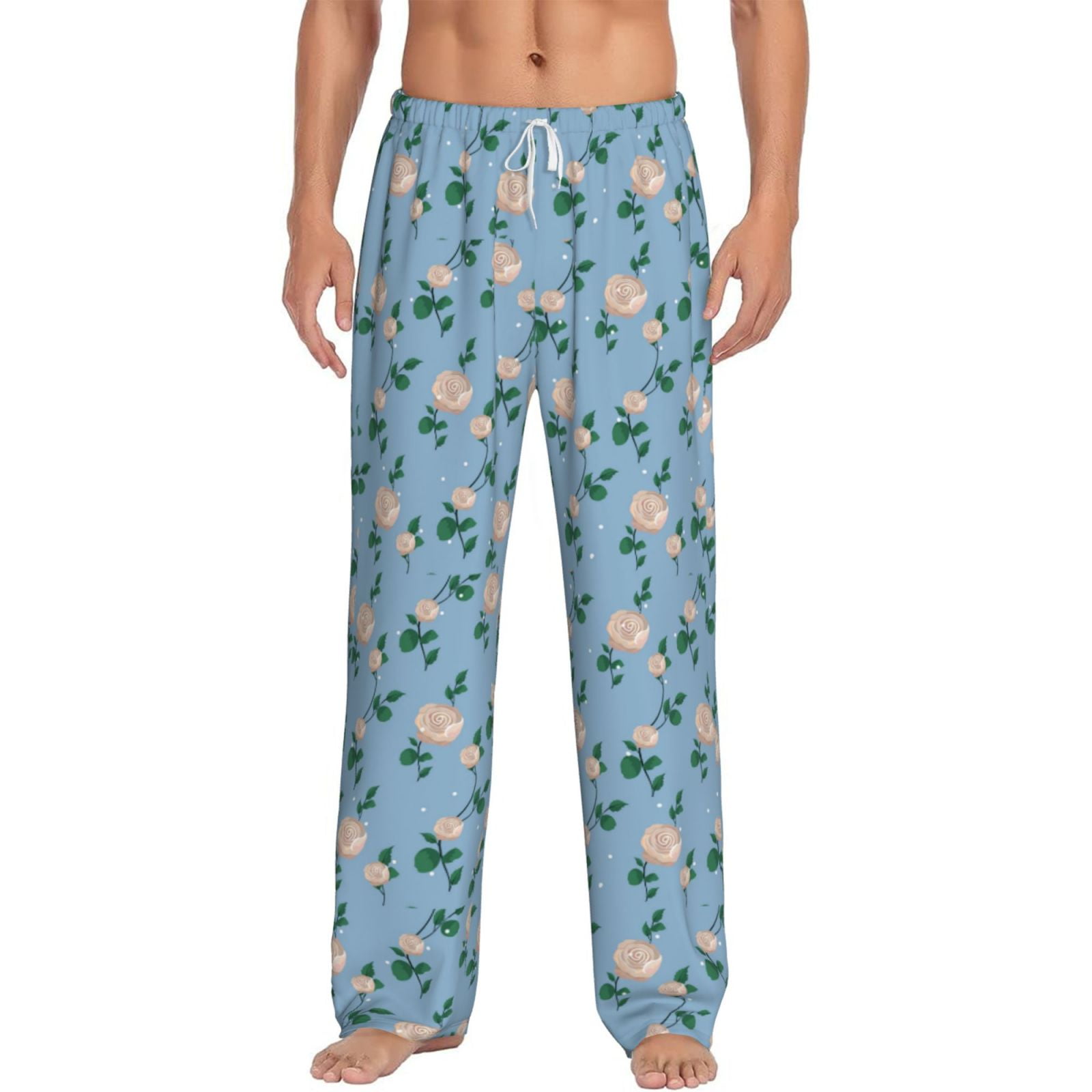 Derioi Rose Flowers for Men's Pajama Pants with Pockets and Drawstring ...