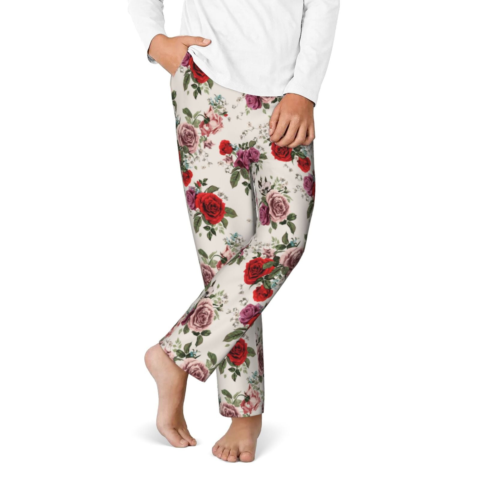 Derioi Rose Flowers for Pajama Pants Men Elastic Waistband Sleep Pajama ...