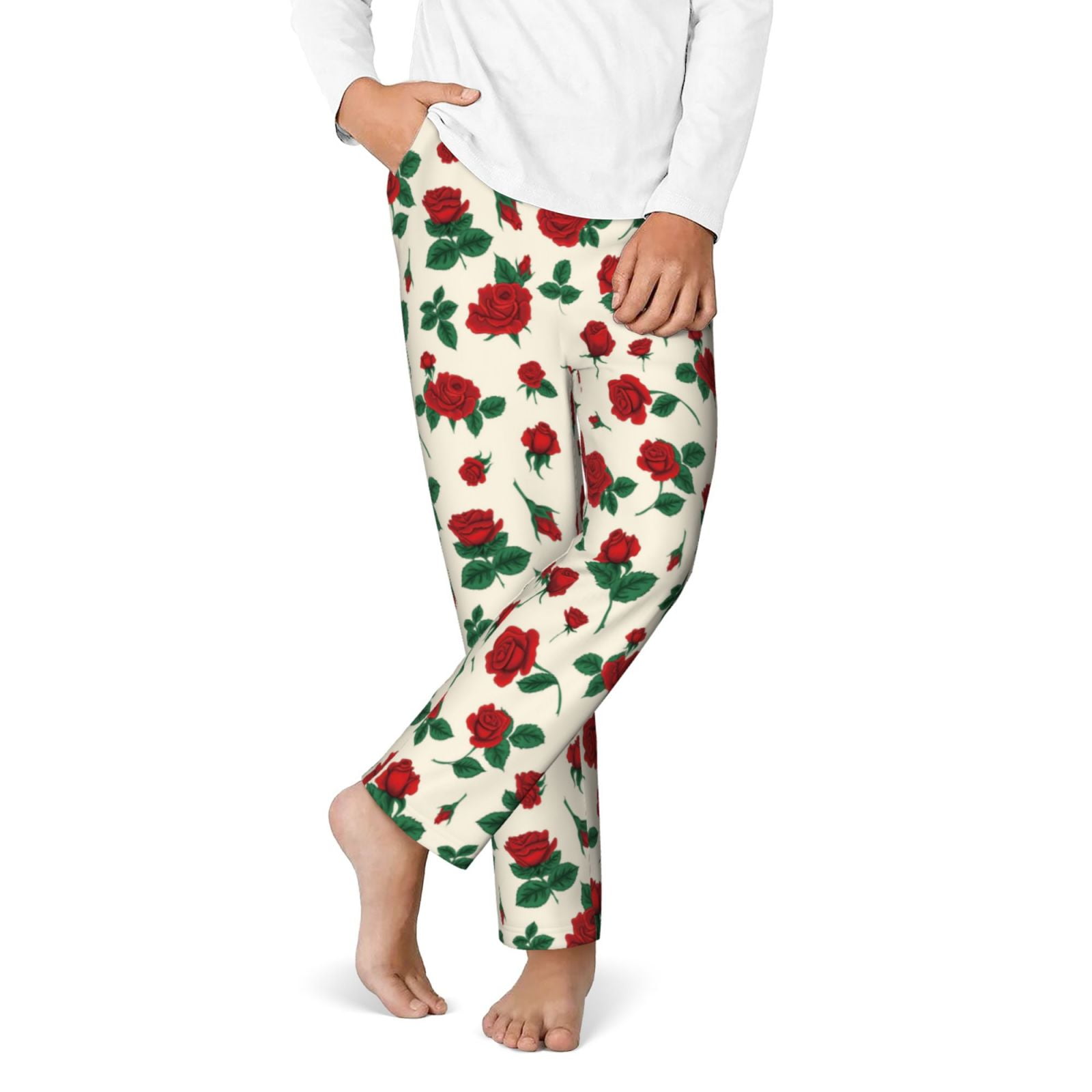 Derioi Rose Flowers for Pajama Pants Men Elastic Waistband Sleep Pajama ...