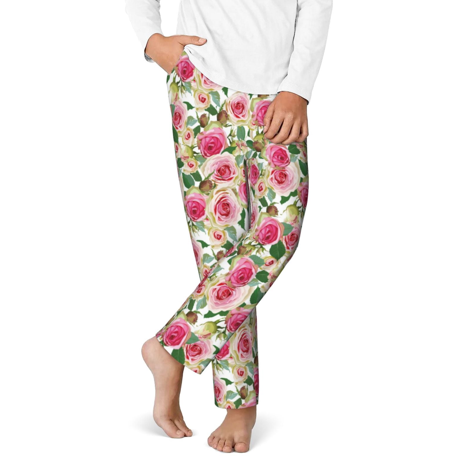 Derioi Rose Flowers for Pajama Pants Men Elastic Waistband Sleep Pajama ...