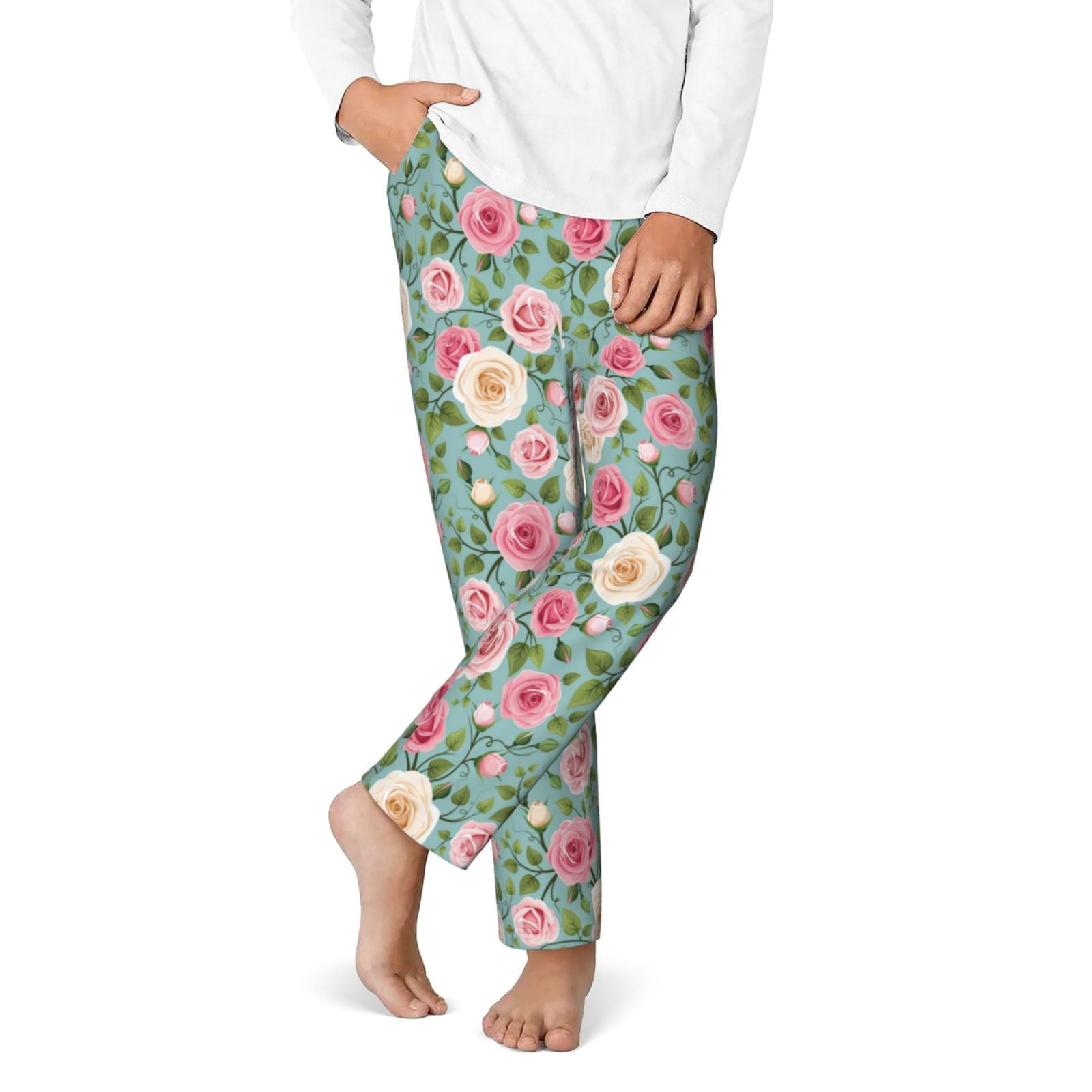 Derioi Rose Flowers for Pajama Pants Men Elastic Waistband Sleep Pajama ...