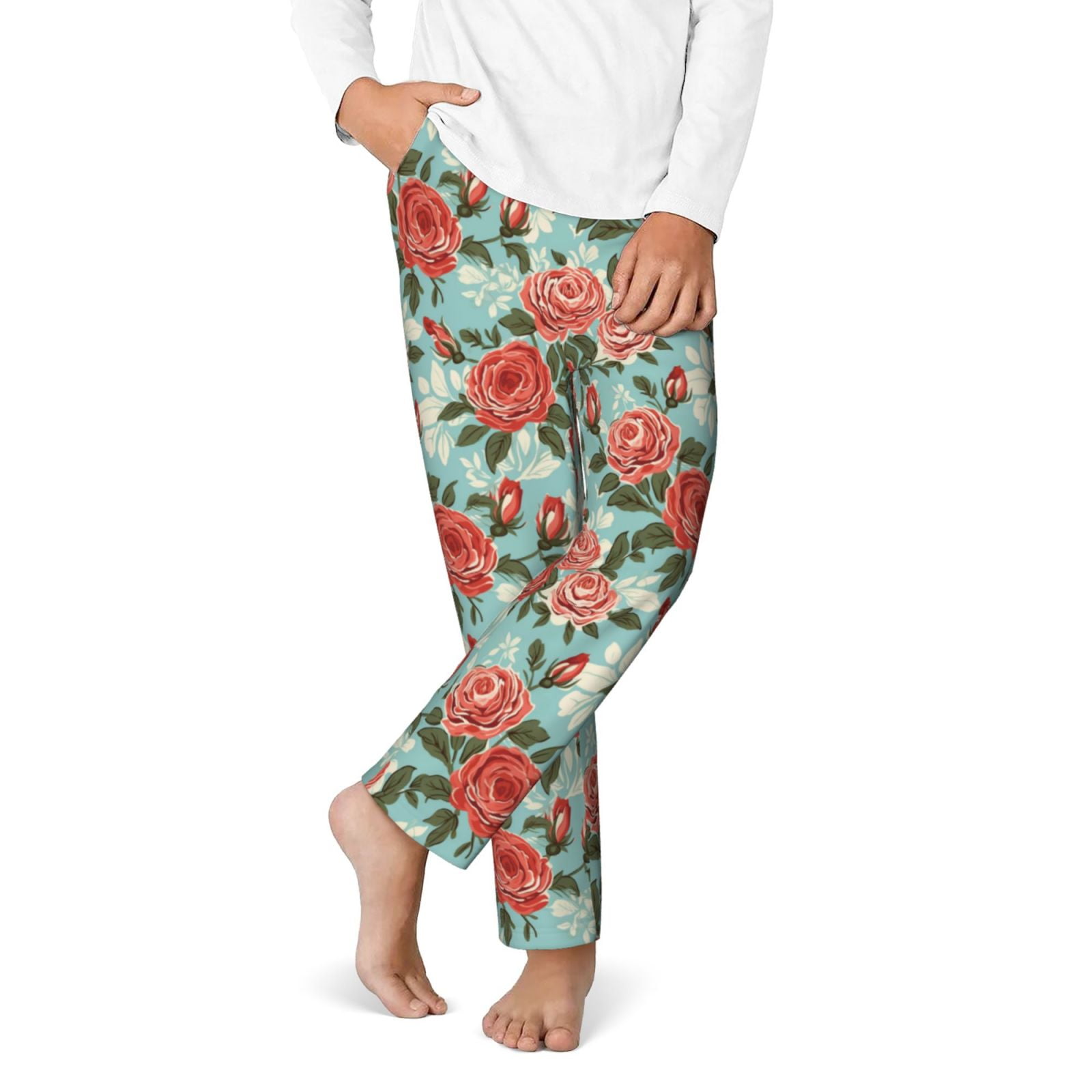 Derioi Rose Flowers for Pajama Pants Men Elastic Waistband Sleep Pajama ...