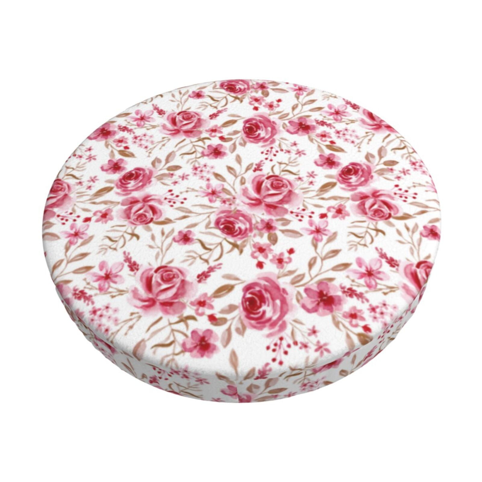 Derioi Rose Flowers for Round Bar Chair Cushion Cover Round Stool Cover Perfect Fit for Round ...
