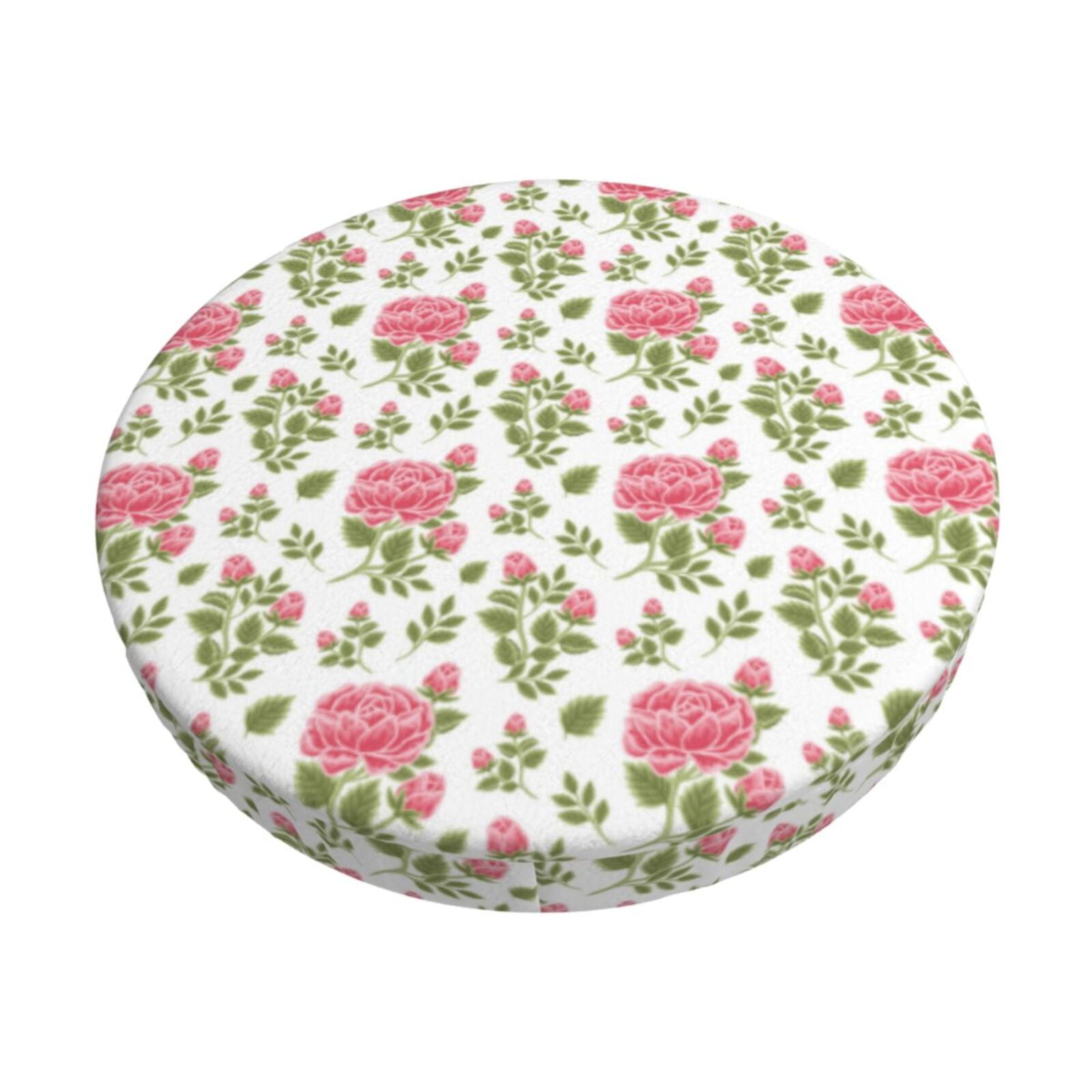 Derioi Rose Flowers for Round Bar Chair Cushion Cover Round Stool Cover Perfect Fit for Round ...