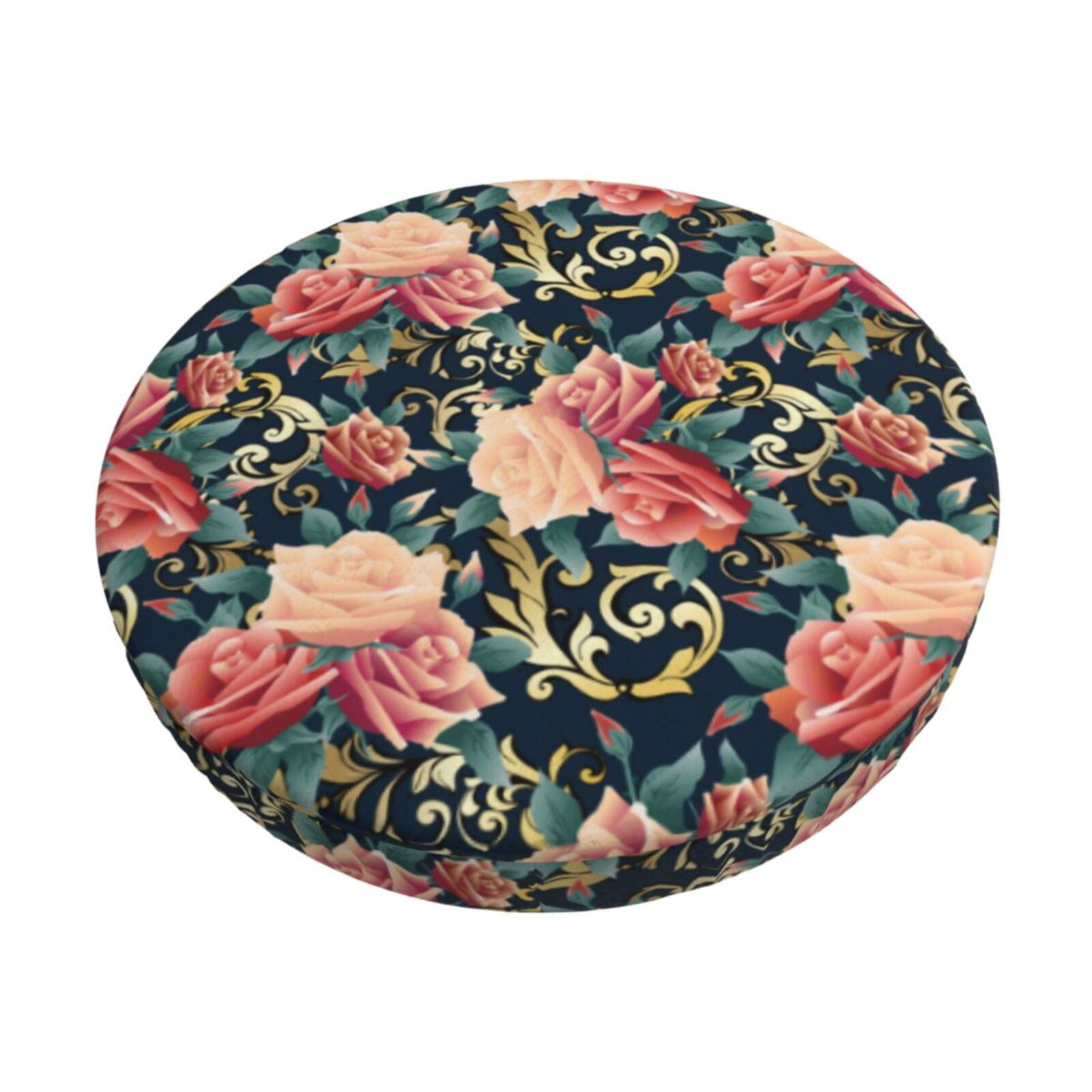 Derioi Rose Flowers for Round Bar Chair Cushion Cover Round Stool Cover Perfect Fit for Round ...