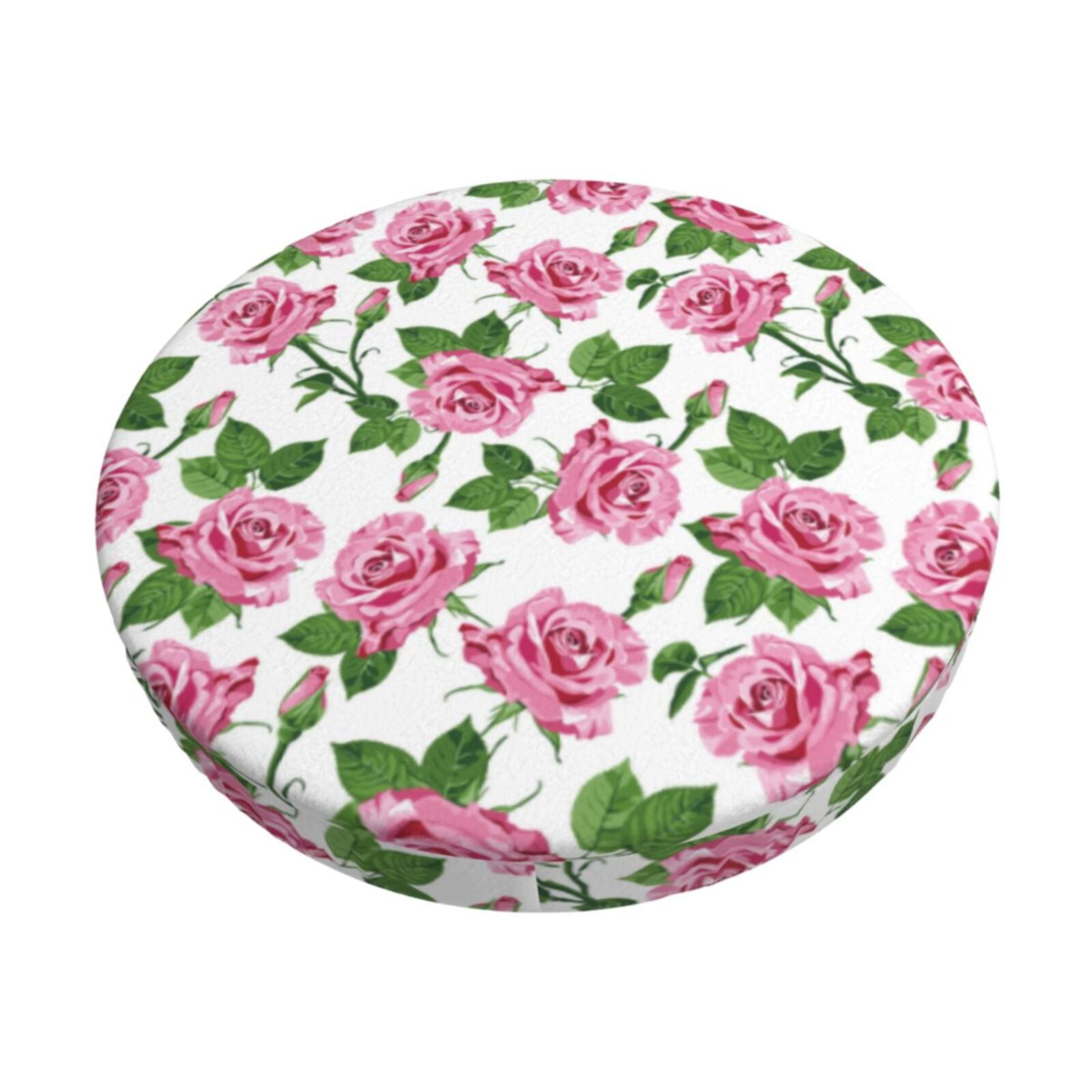 Derioi Rose Flowers for Round Bar Chair Cushion Cover Round Stool Cover Perfect Fit for Round ...