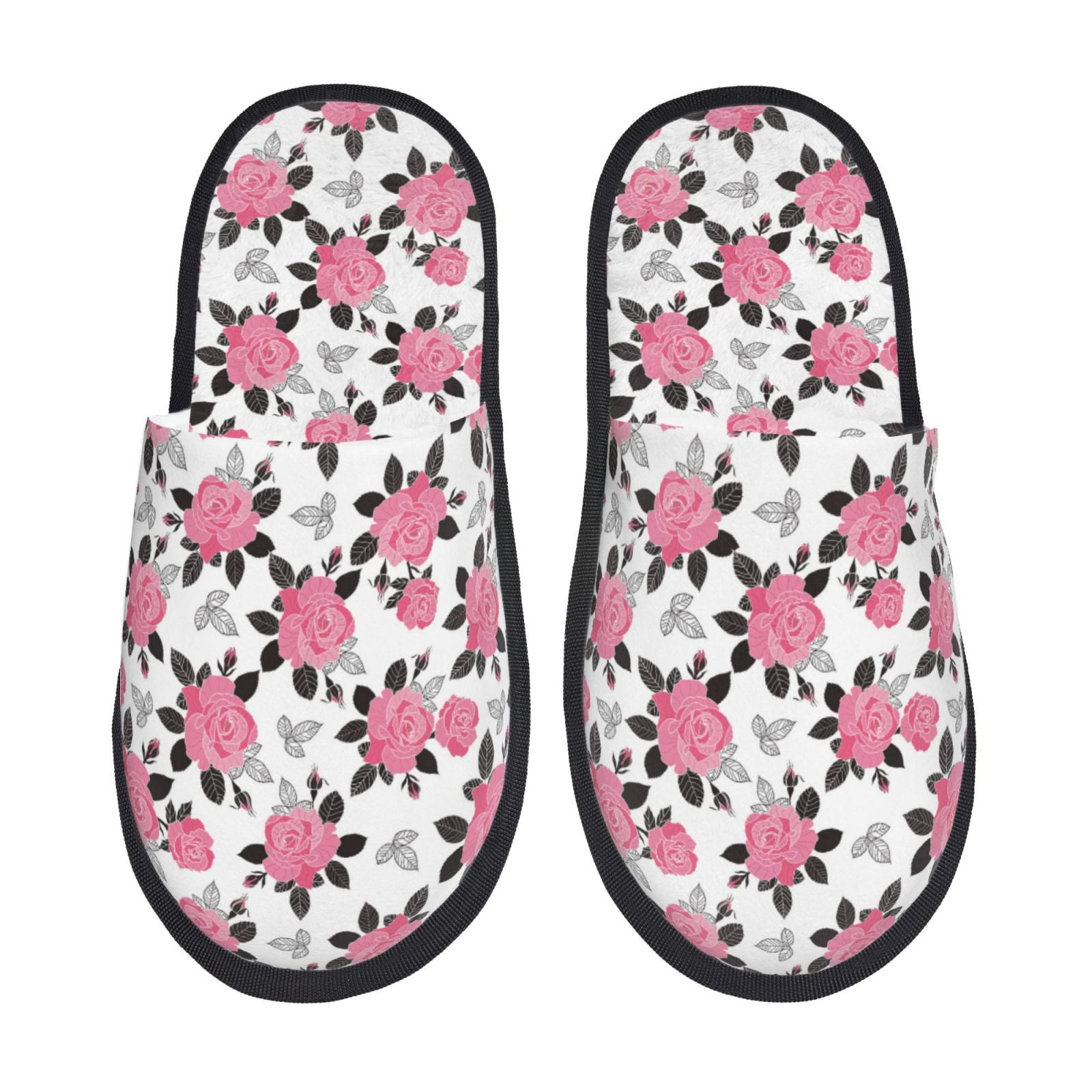 Derioi Rose Flowers for Slippers Indoor Outdoor Anti-Skid Warm Cozy ...
