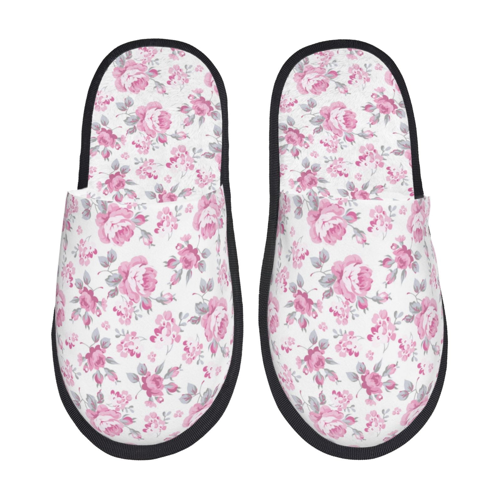 Derioi Rose Flowers for Slippers Indoor Outdoor Anti-Skid Warm Cozy ...