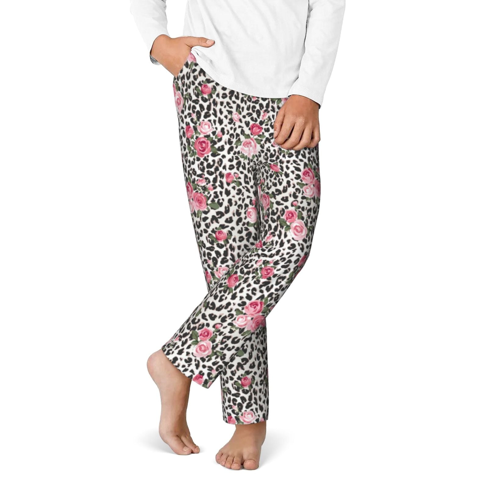 Derioi Rose Mix Leopard 3 for Pajama Pants Men Elastic Waistband Sleep ...