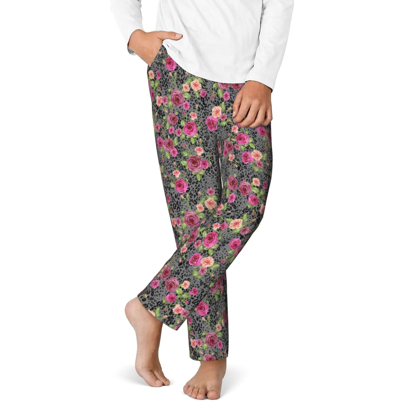Derioi Rose Mix Leopard for Pajama Pants Men Elastic Waistband Sleep ...