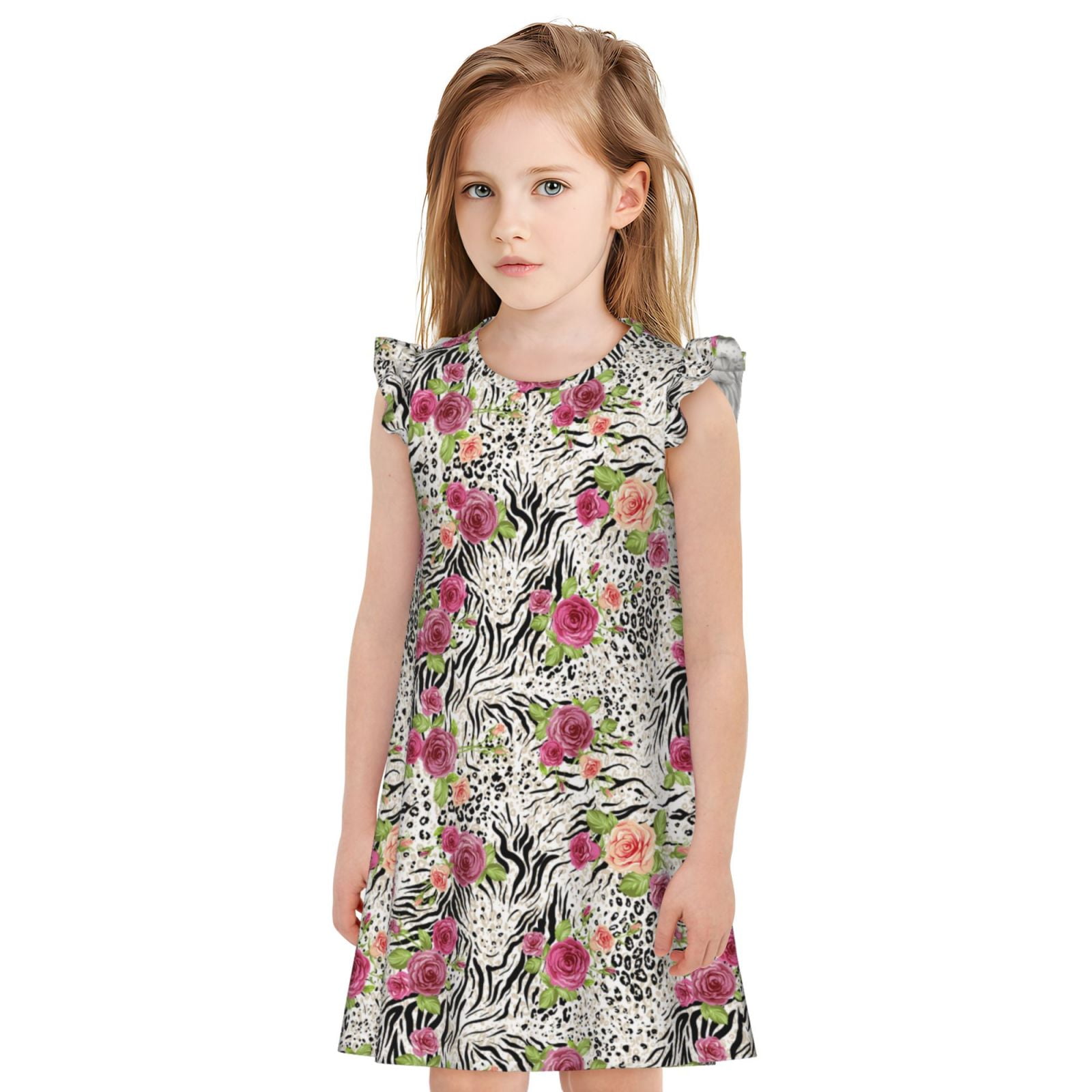 Derioi Roses Mixed Zebra for Girls Nightgowns Night Dress Sleepwear ...