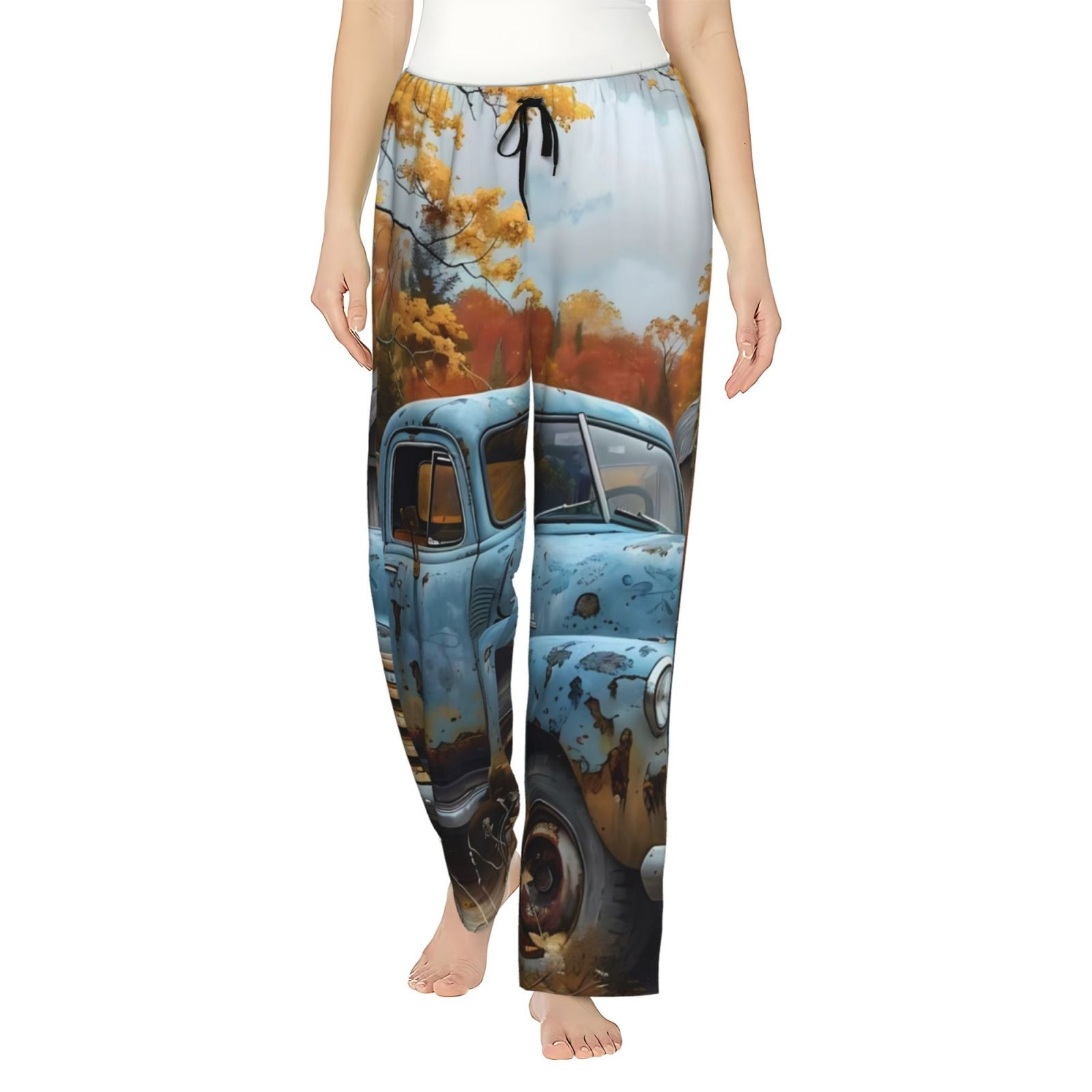 Derioi Rustic Vintage Truck Autumn for Women's Pajama Pants with ...