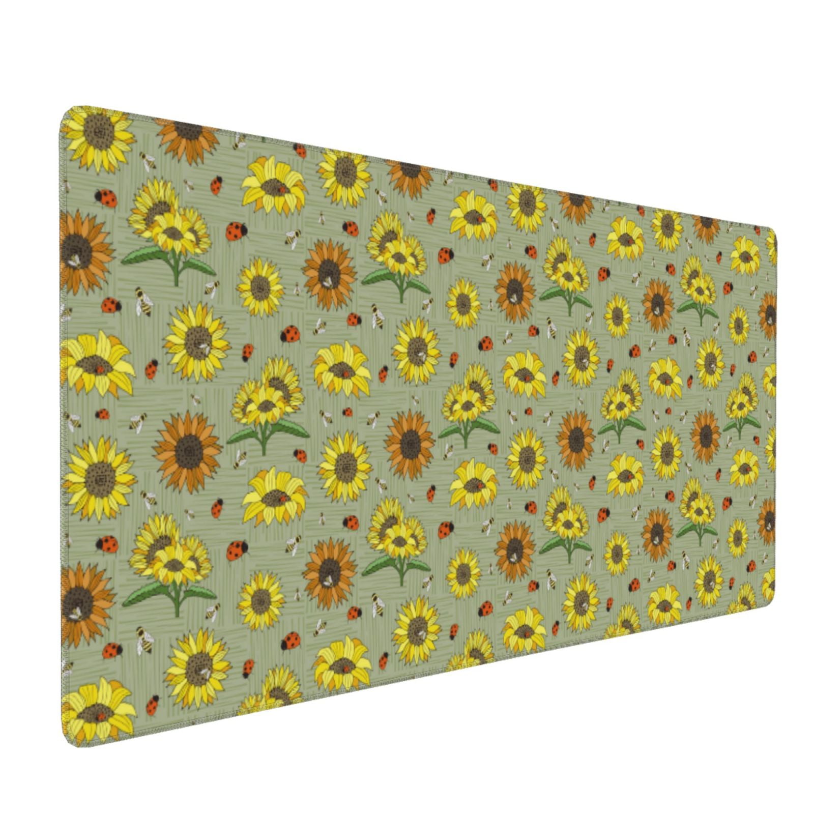 Derioi Sage Green With Sunflowers for Large Non-Slip Gaming Mouse Pad ...