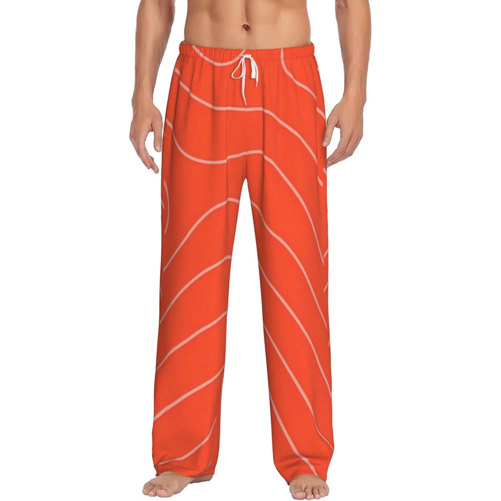 Derioi Salmon Fish Meat for Men's Pajama Pants with Pockets and ...