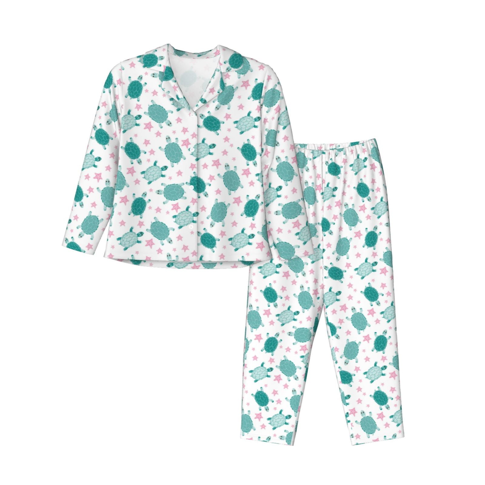 Derioi Sea Turtle for Button Up Pajamas for Women Women’s Sleepwear Pj Sets for Woman- - Walmart.com