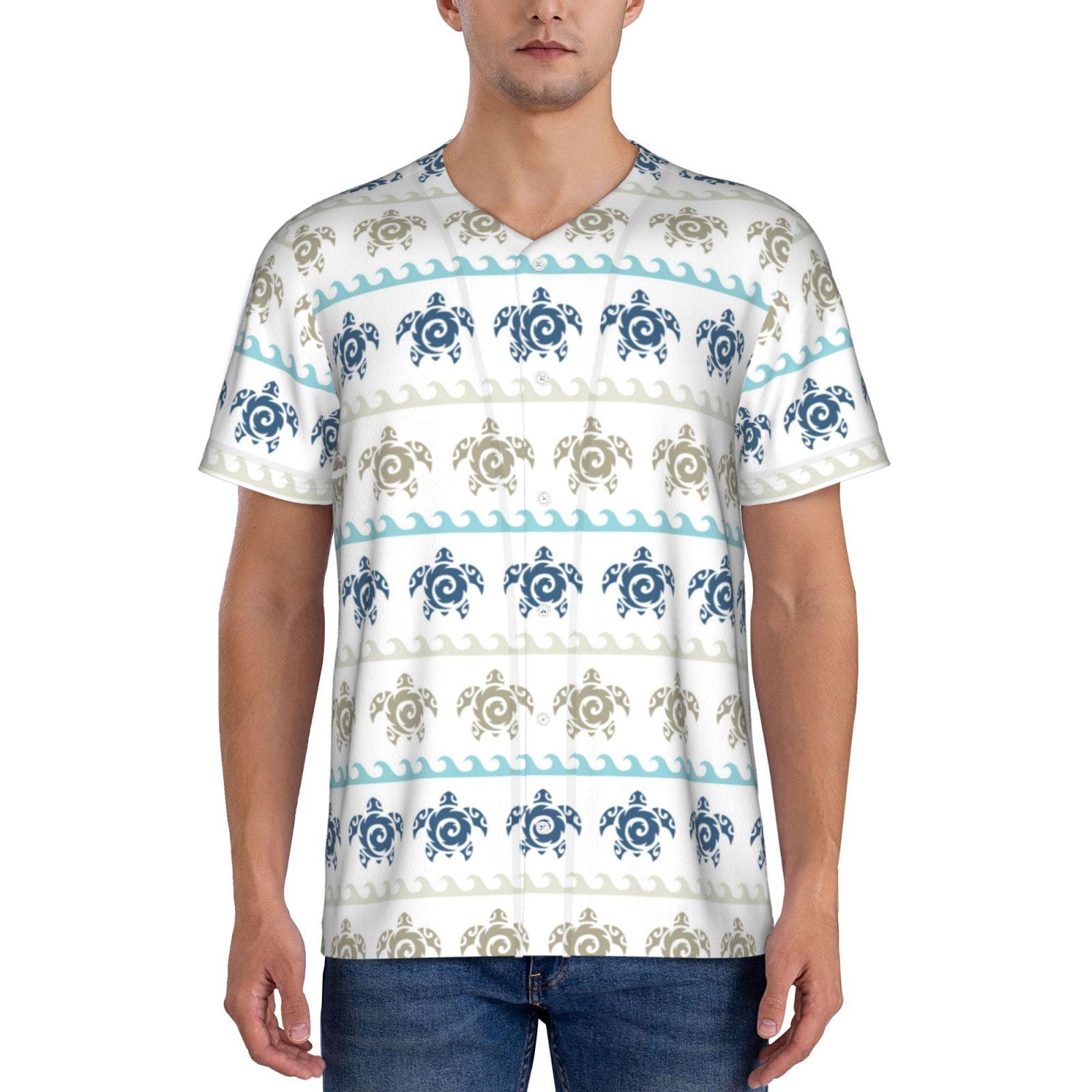 Derioi Sea Turtle for Men's Baseball T-shirt Short Sleeves Button Down T-Shirt,Size S-4XL-Medium ...