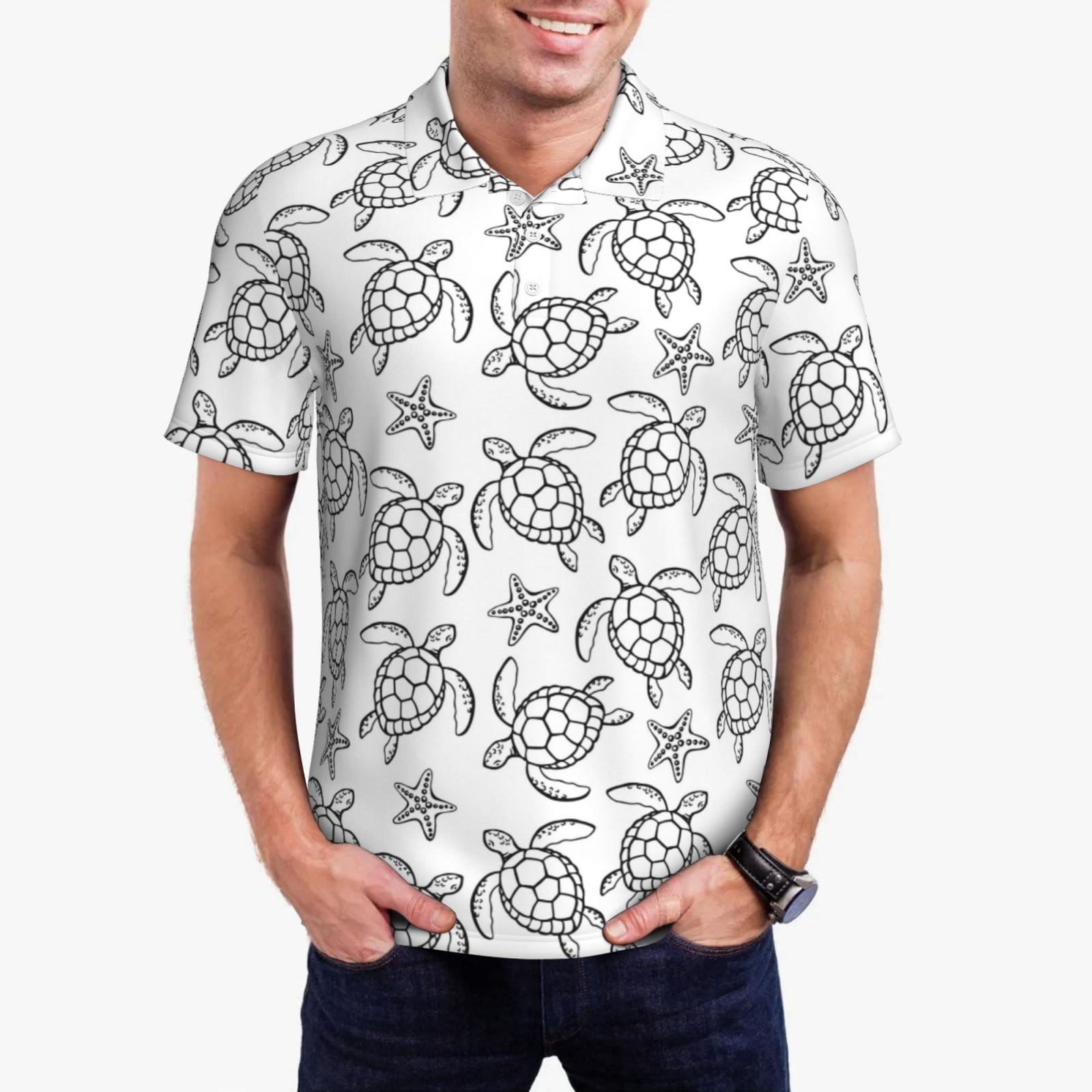 Derioi Sea Turtle for Men's Polo Shirts Short Sleeve Golf Shirt for ...