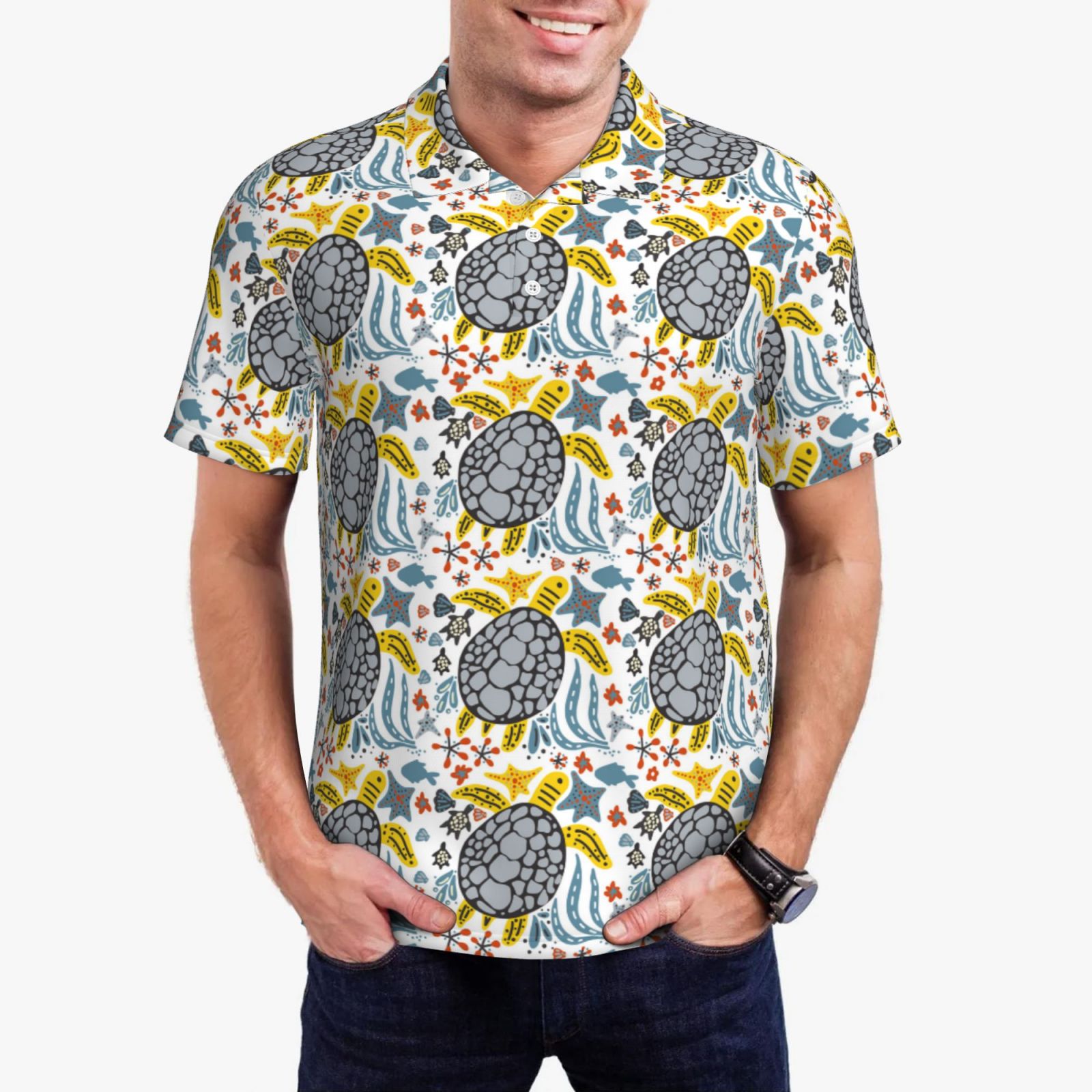 Derioi Sea Turtle for Men's Polo Shirts Short Sleeve Golf Shirt for ...