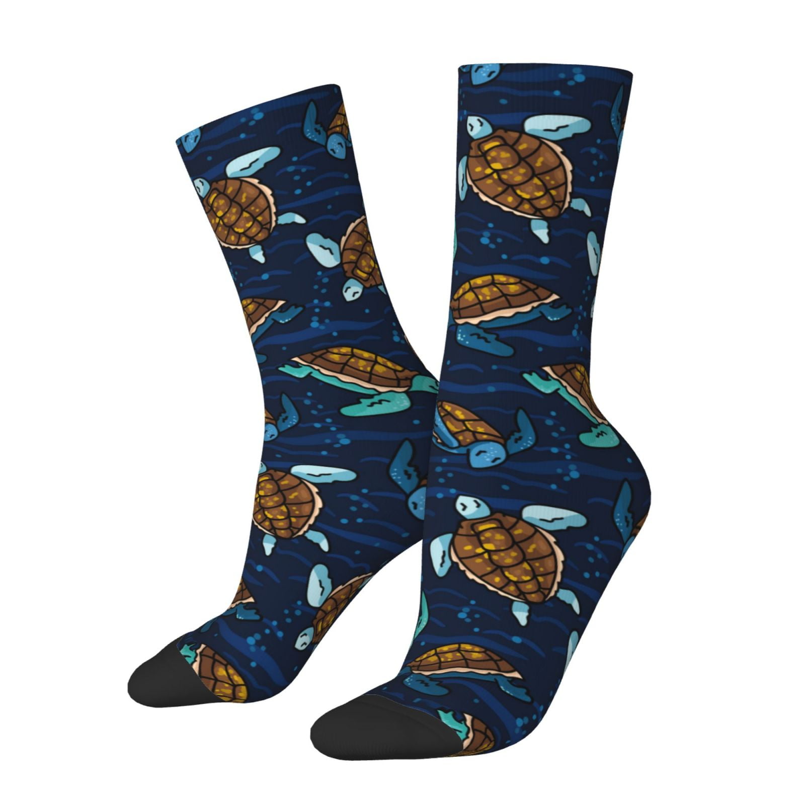 Derioi Sea Turtles Swimming Printed Middle Tube Socks for Adults for ...