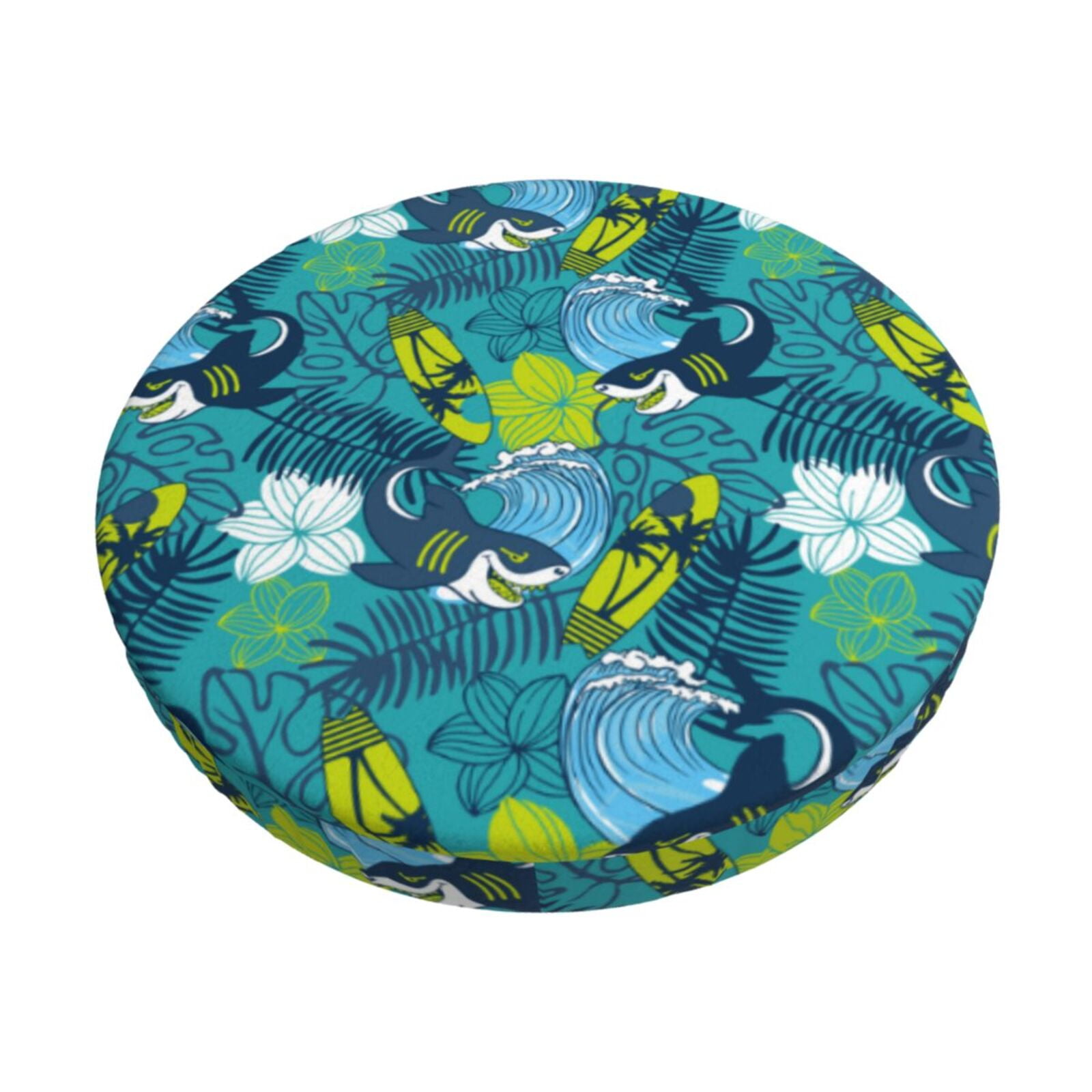 Derioi Shark And Leaves for Round Bar Chair Cushion Cover Round Stool ...
