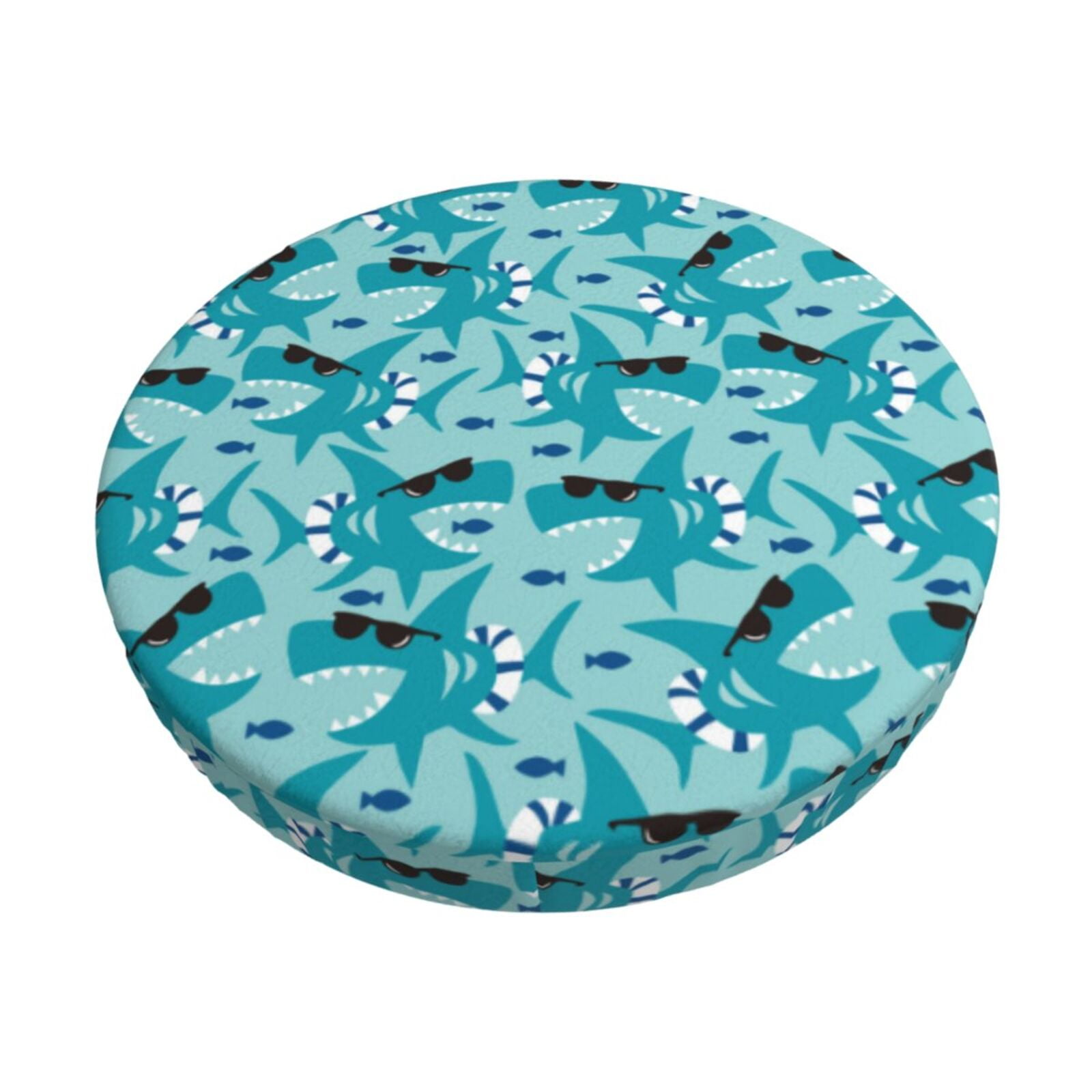 Derioi Shark Wearing Sunglasses for Round Bar Chair Cushion Cover Round ...