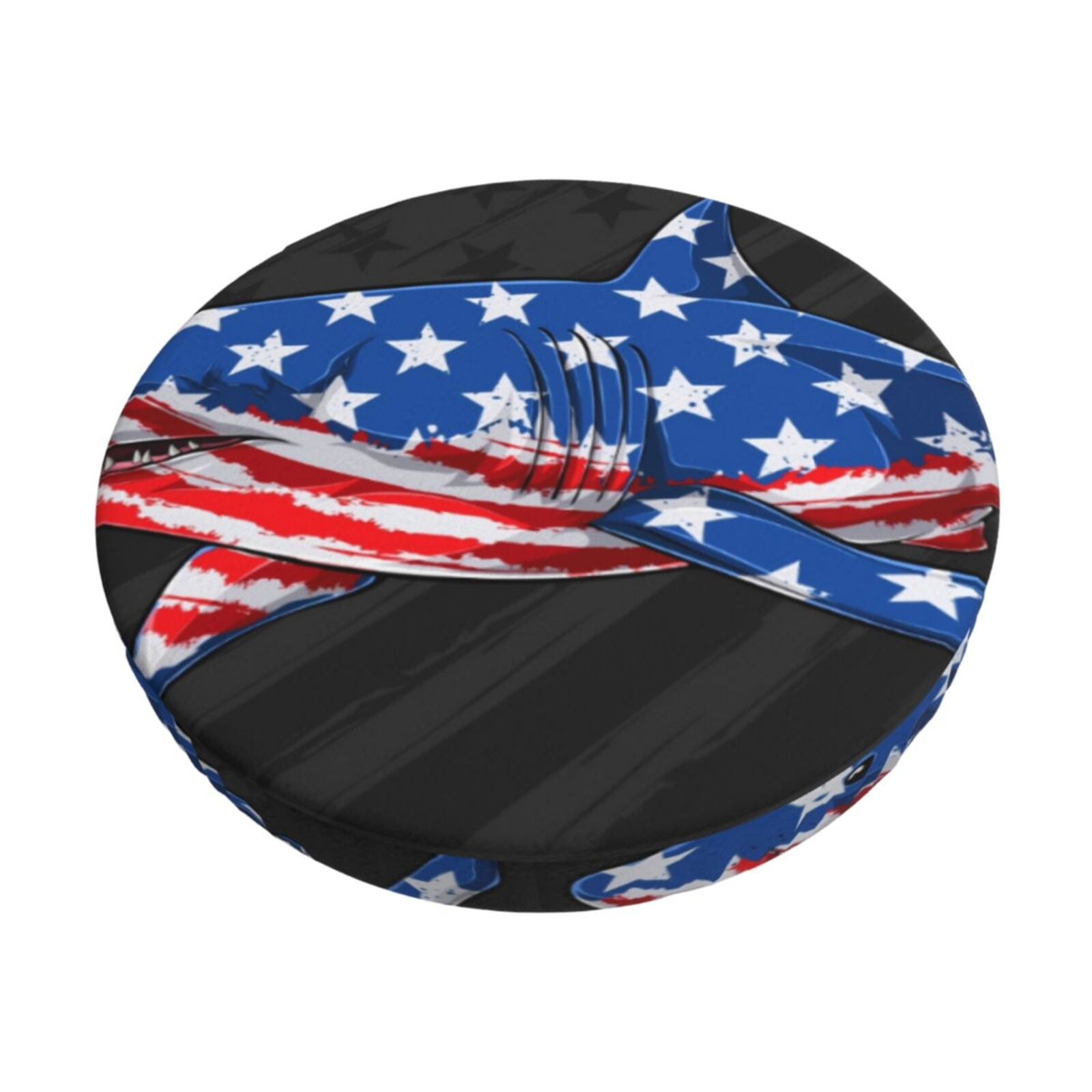 Derioi Shark With USA Flag for Round Bar Chair Cushion Cover Round ...
