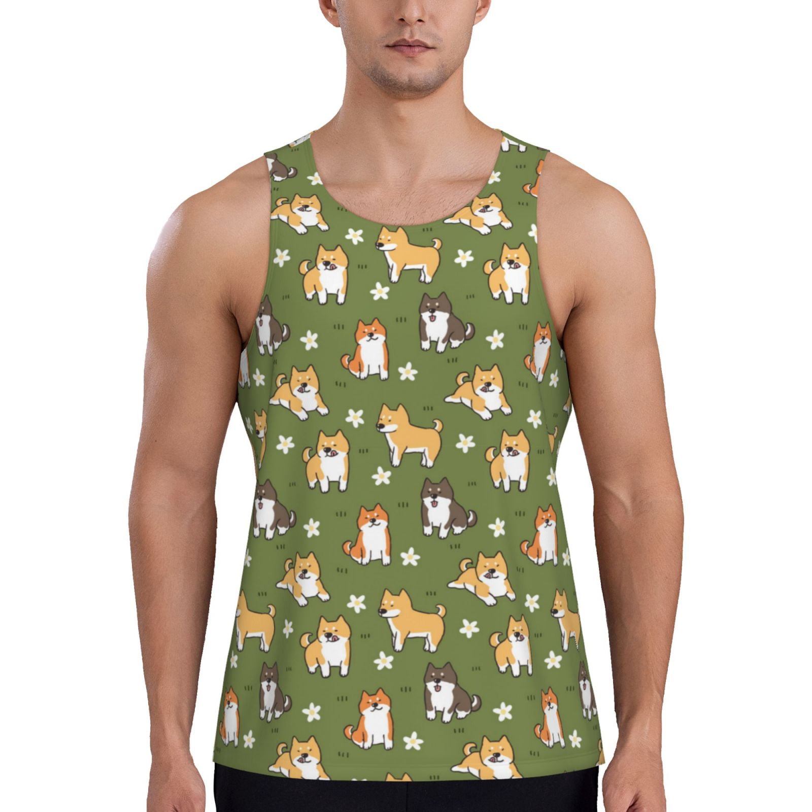 Derioi Shiba Inu Dog And Flower for Men's Workout Tank Top Muscle Gym ...