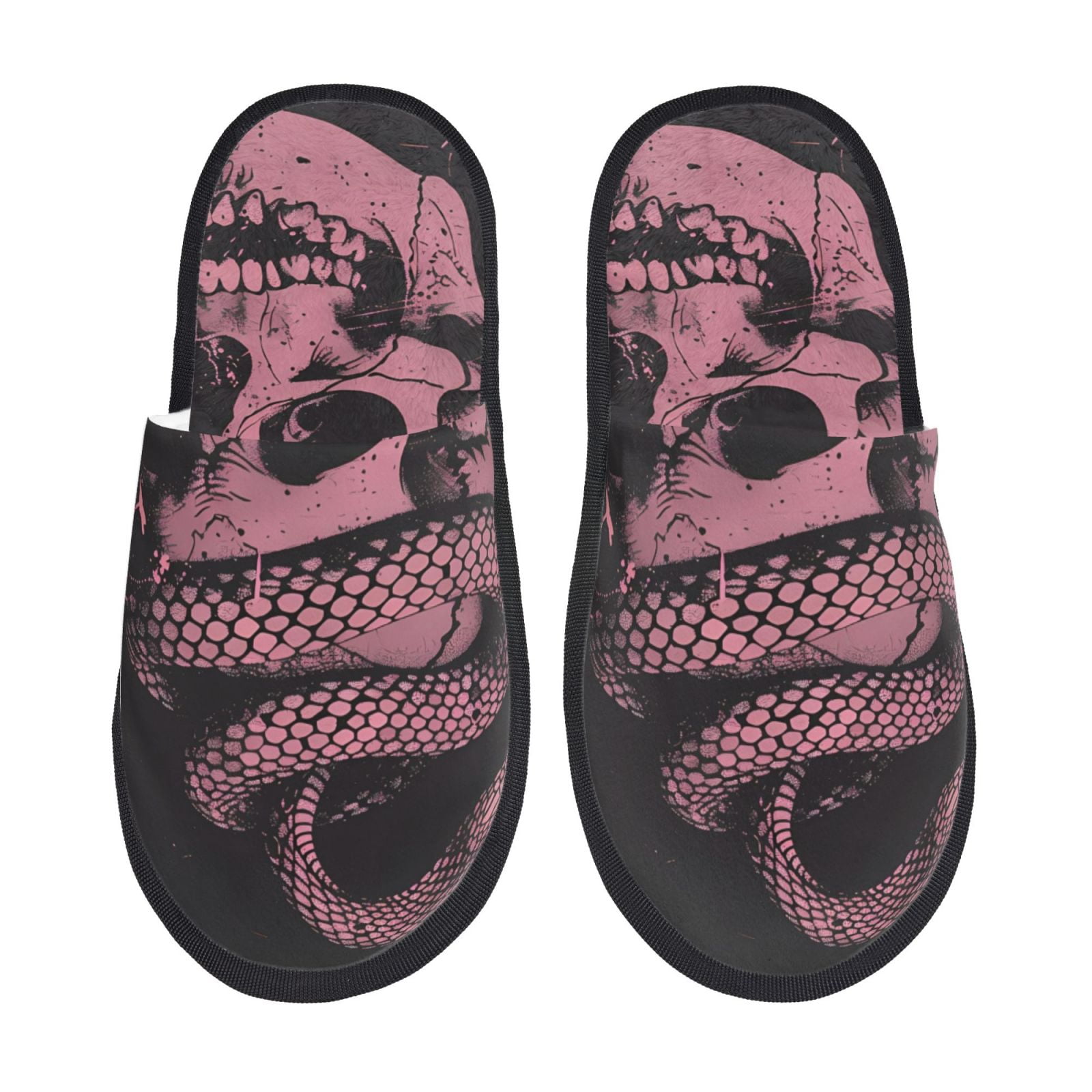 Derioi Skull and Snake Art for Slippers Indoor Outdoor Anti-Skid Warm ...