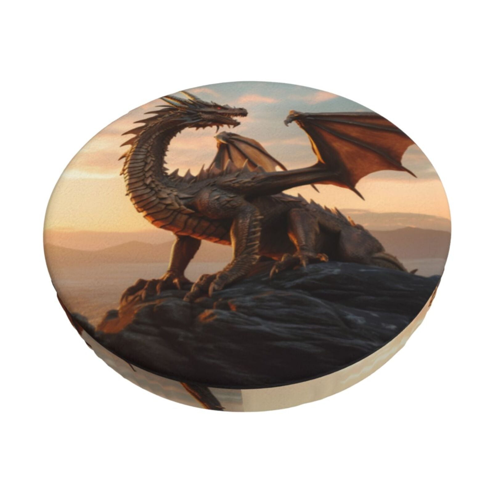 Derioi Sky Sunset Bronze Dragon for Round Bar Chair Cushion Cover Round ...