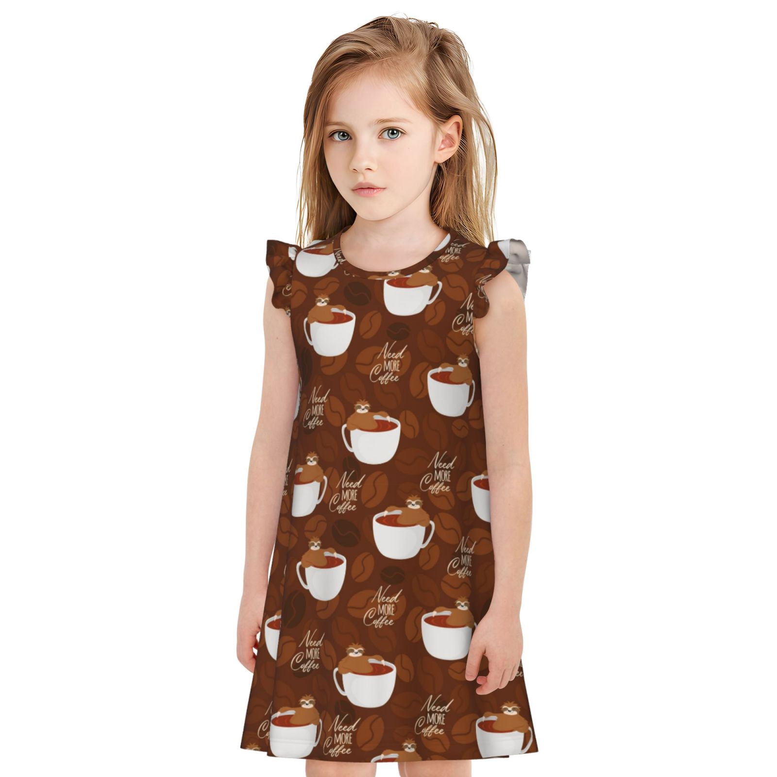 Derioi Sloths Need More Coffee for Girls Nightgowns Night Dress ...