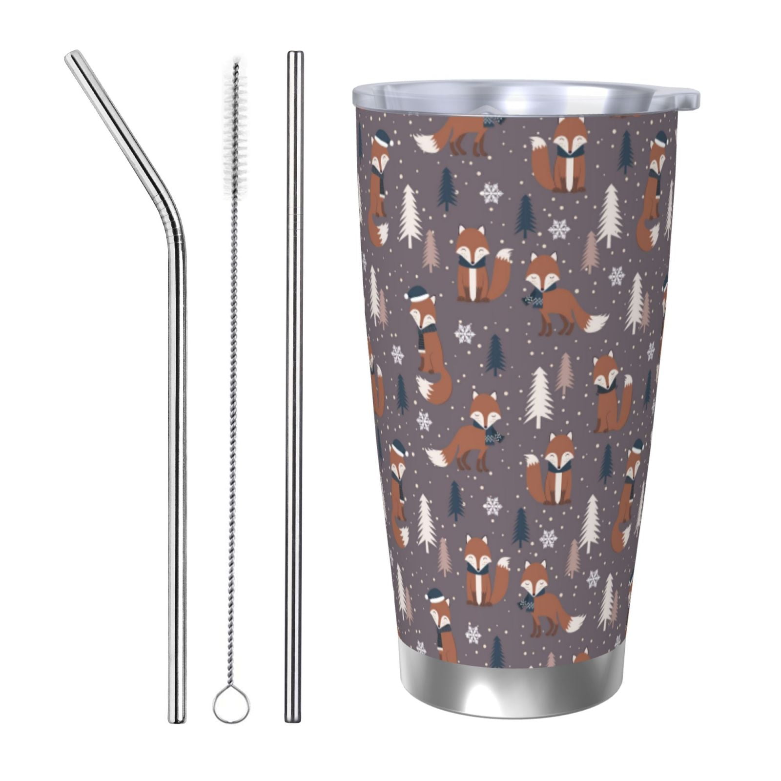 Derioi Snowflake Fox for 20oz Tumbler with Lid for Hot and Cold ...