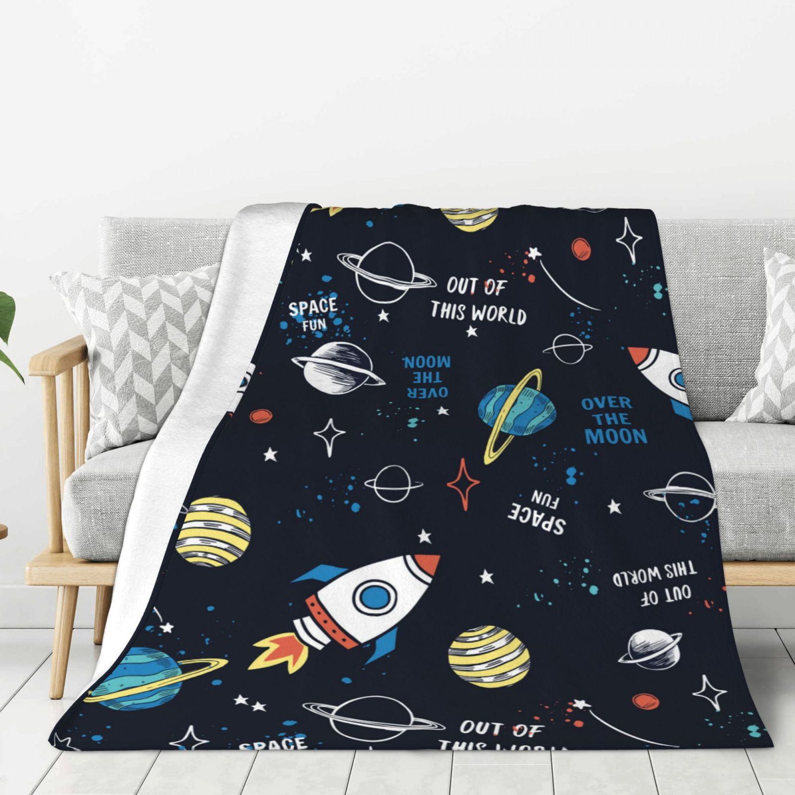 Derioi Space for Fleece Throw Blanket ,for Couch Sofa Warm Cozy ...