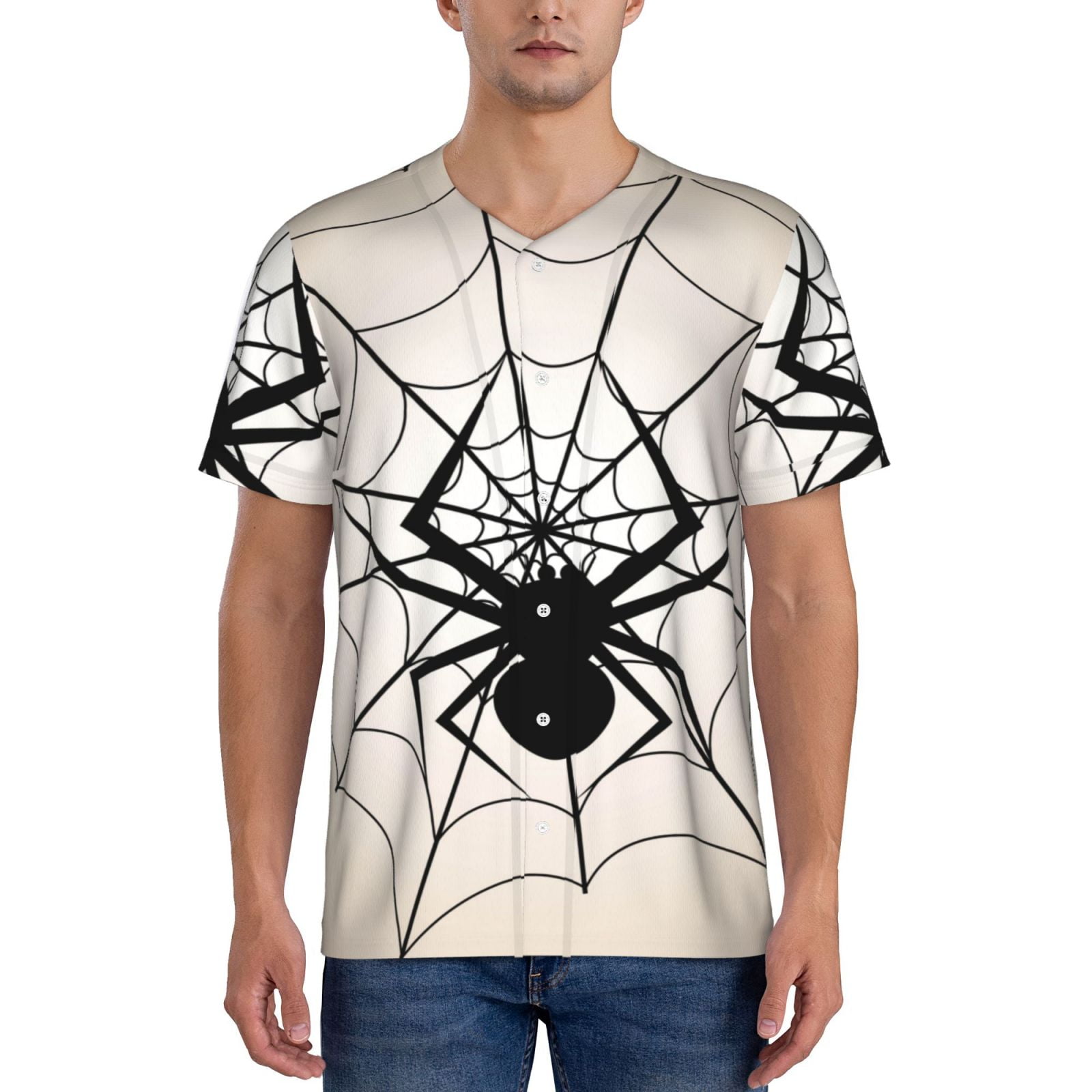 Derioi Spiders On The Web 1 for Men's Baseball T-shirt Short Sleeves ...
