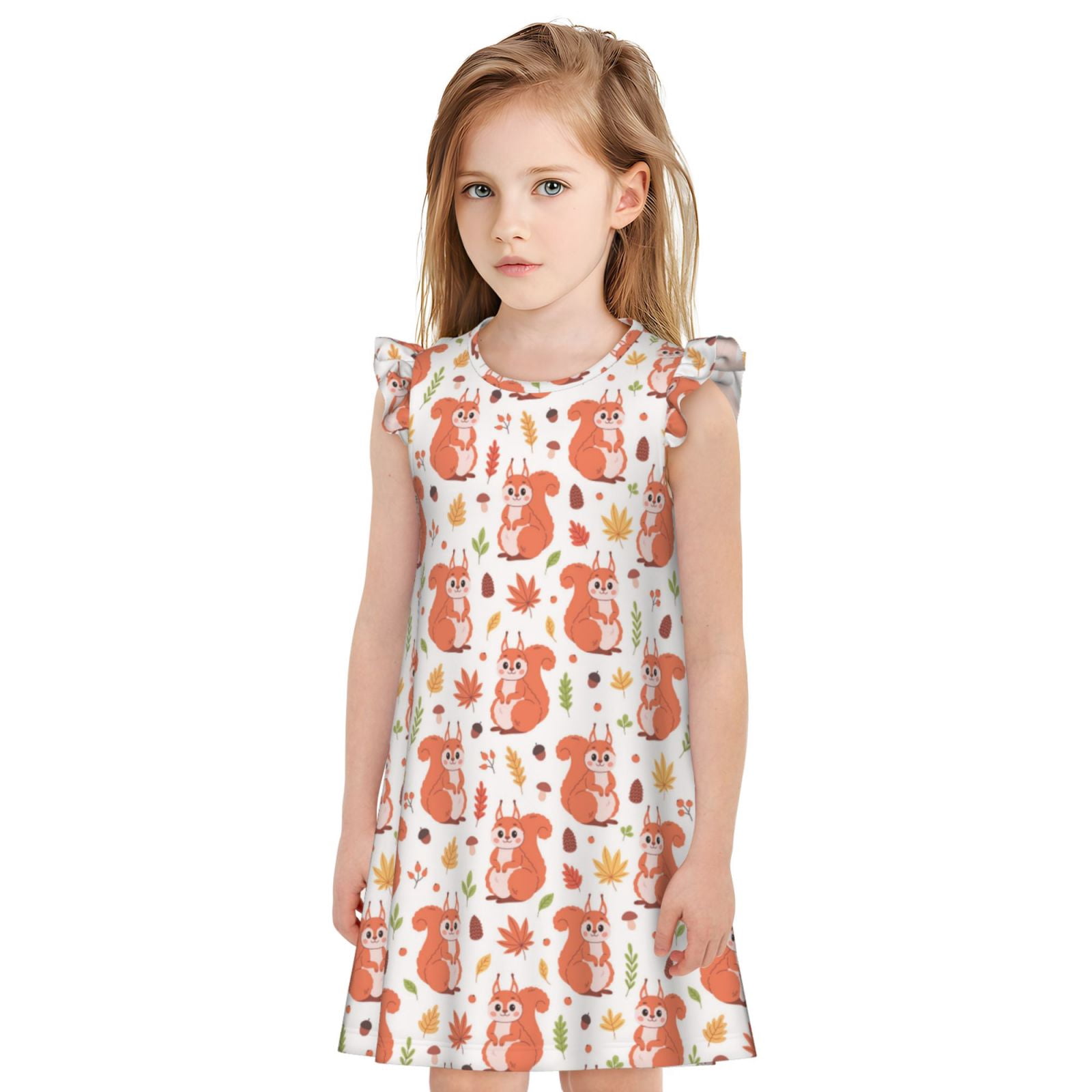 Derioi Squirrel And Maple Leaf for Girls Nightgowns Night Dress ...