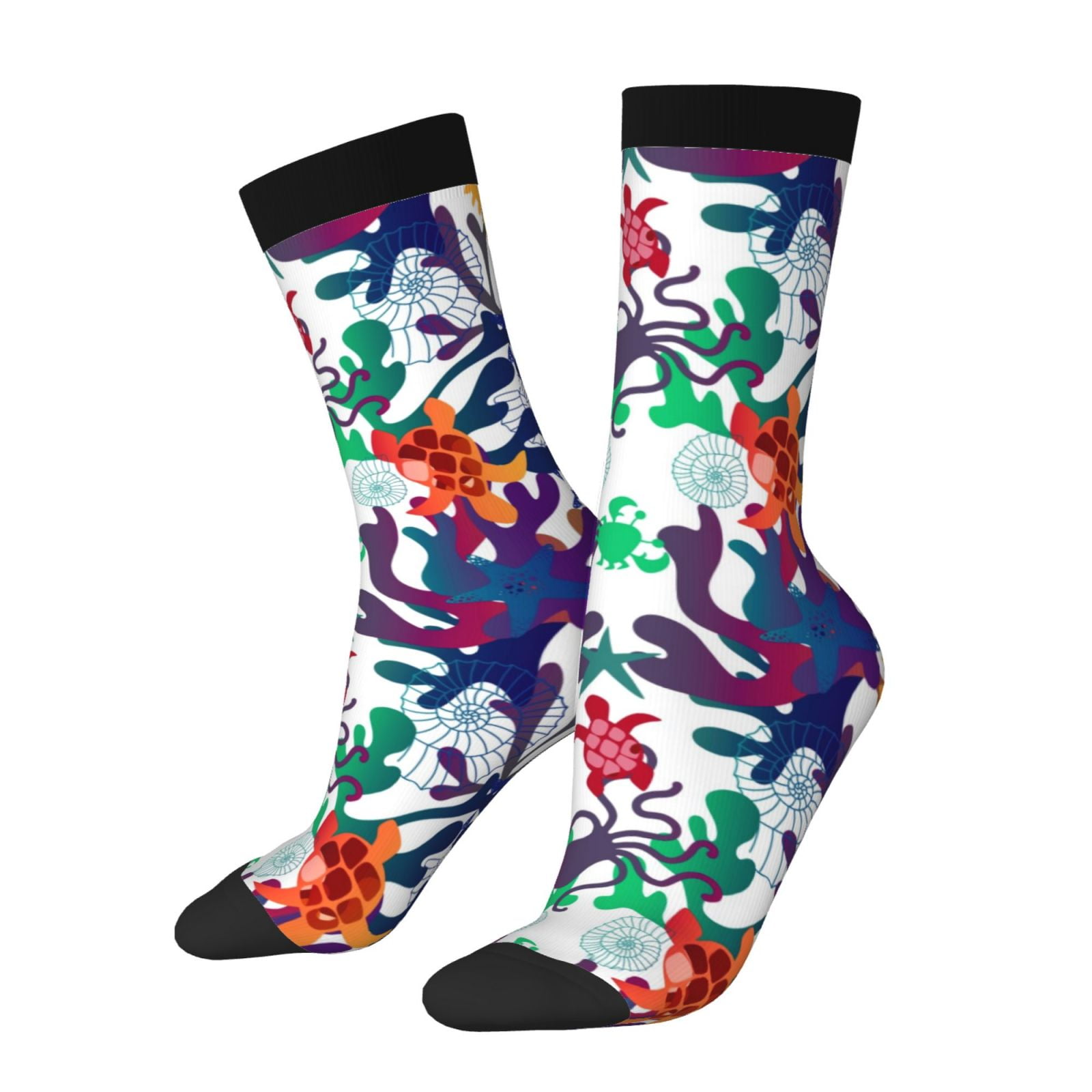 Derioi Starfish And Turtle Printed Middle Tube Socks for Adults for ...