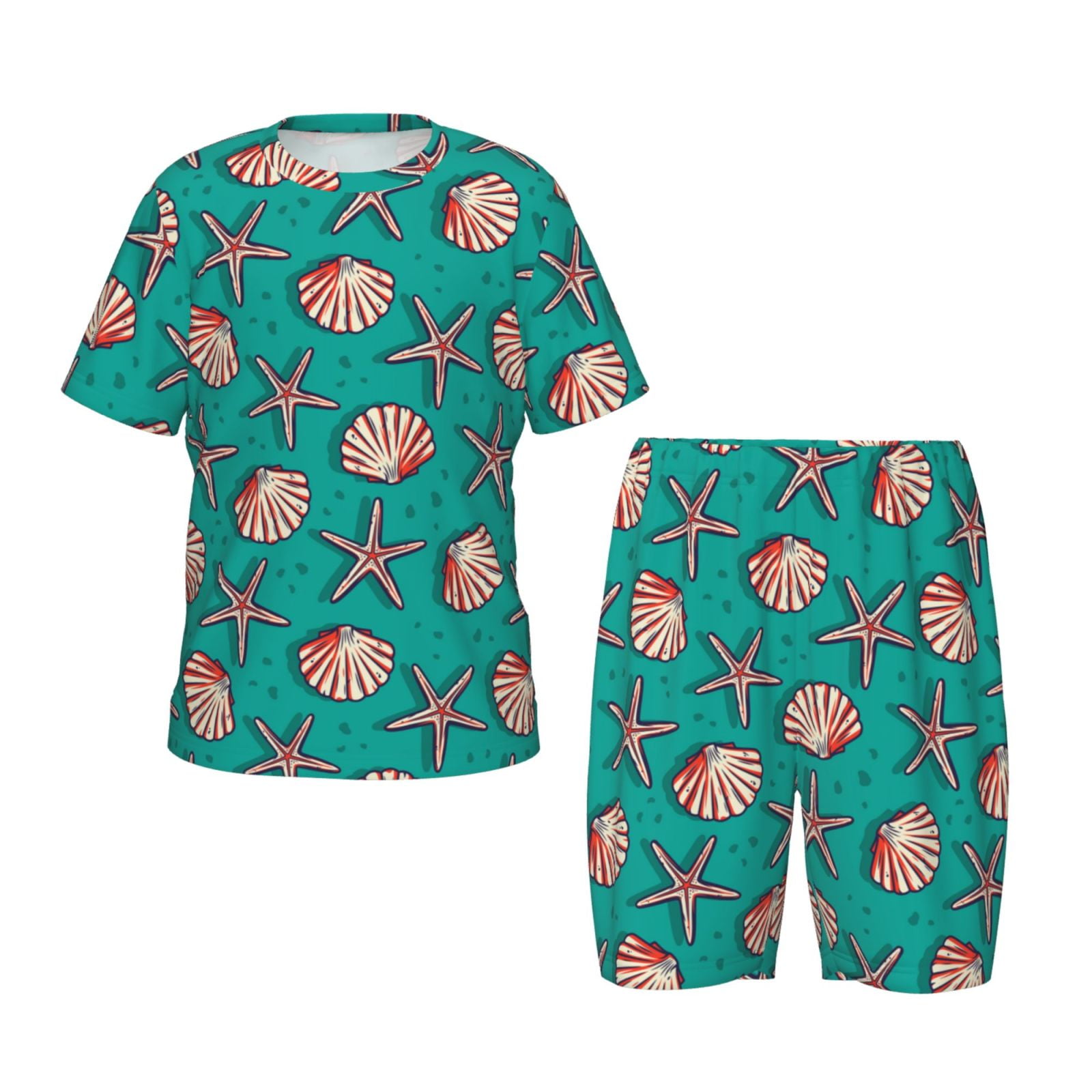 Derioi Starfish and Shell for Short-Sleeved Summer Pajama Set for Girls ...
