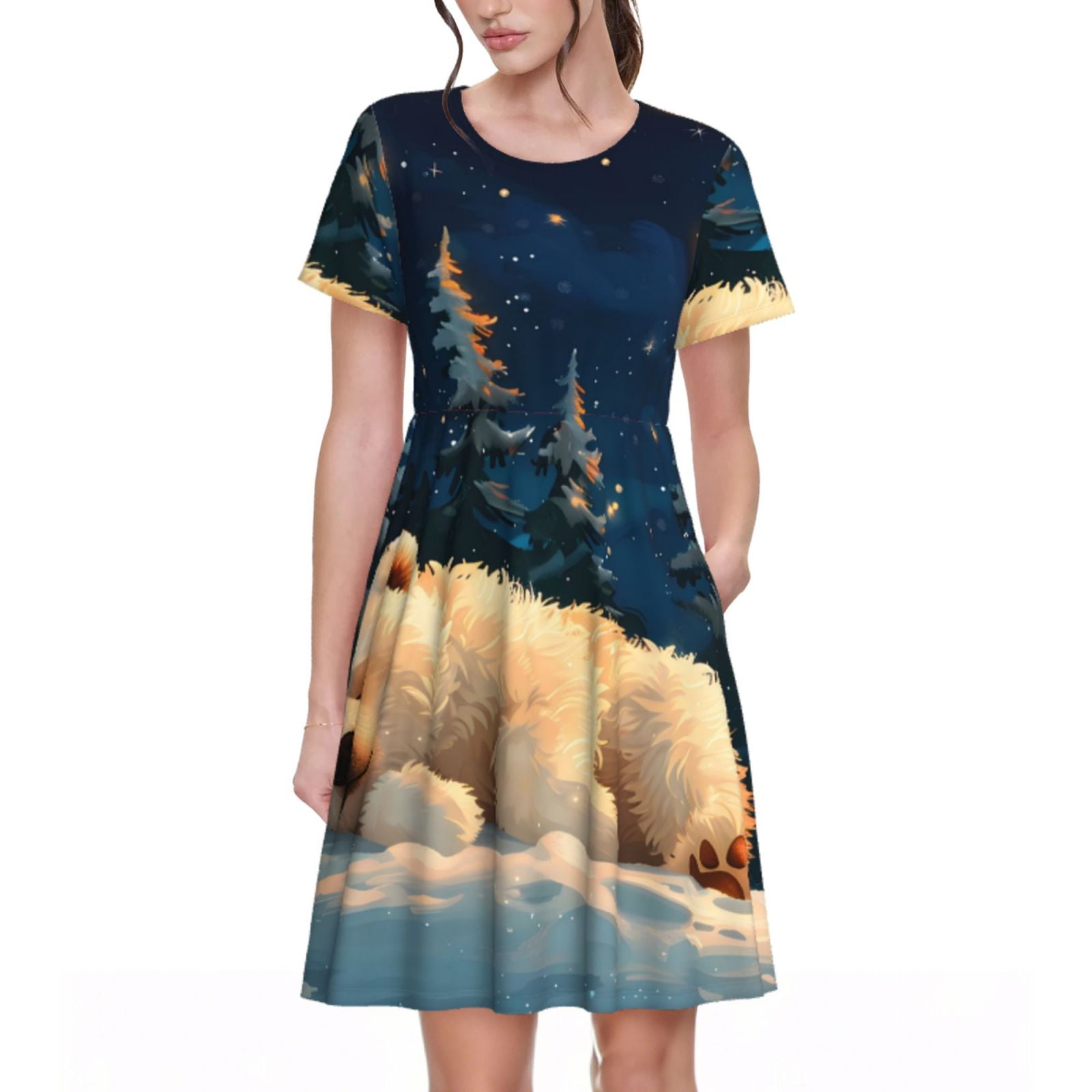 Derioi Starry Sky Sleep White Bear for Summer Short Sleeve Swing ...