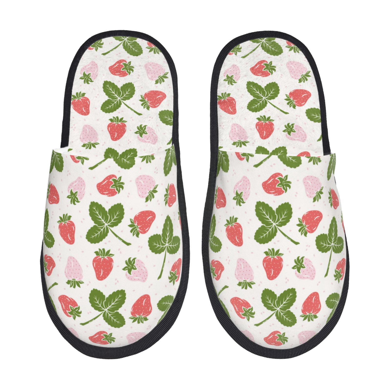 Derioi Strawberry Floral for Slippers Indoor Outdoor Anti-Skid Warm ...