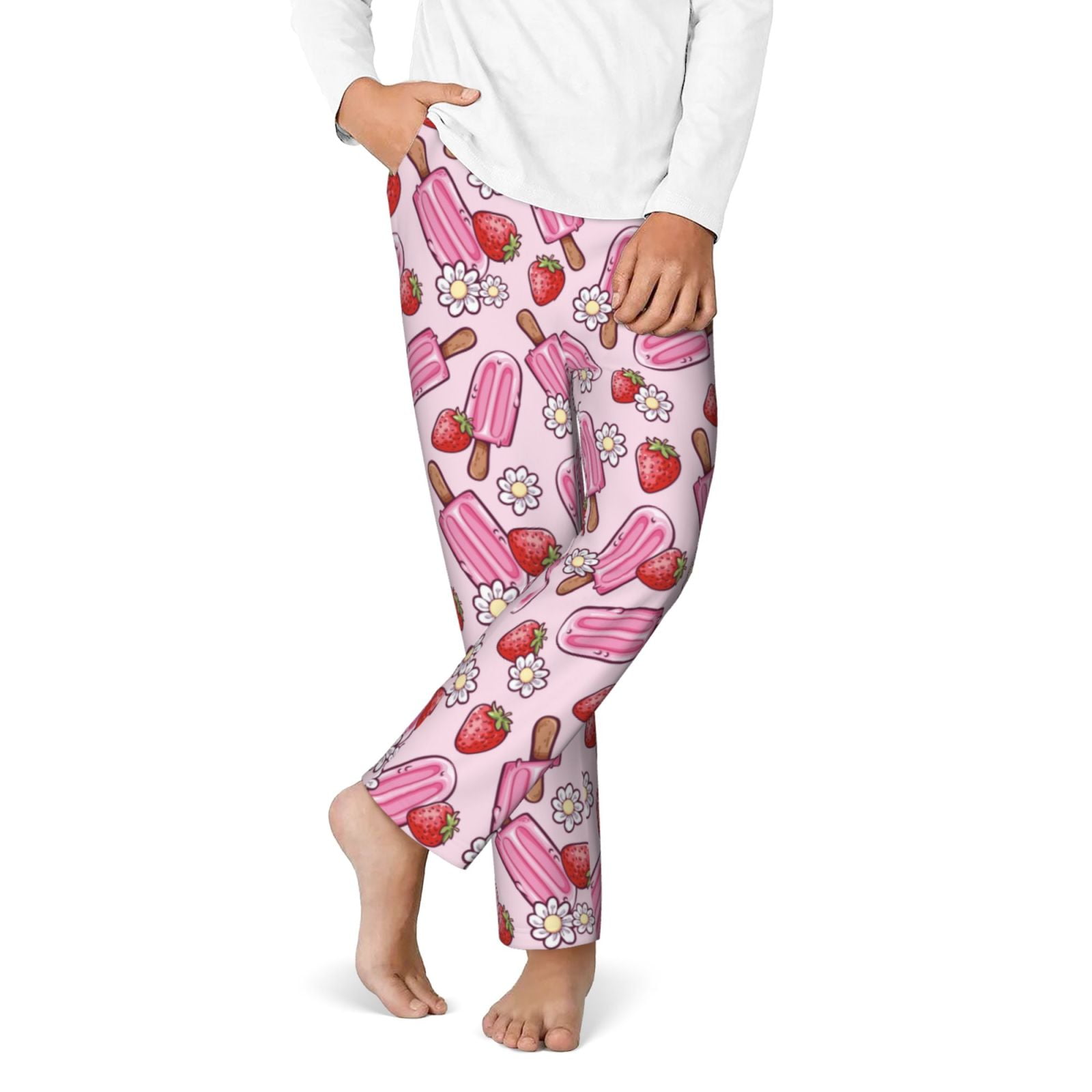 Derioi Strawberry Popsicle for Pajama Pants Men Elastic Waistband Sleep ...