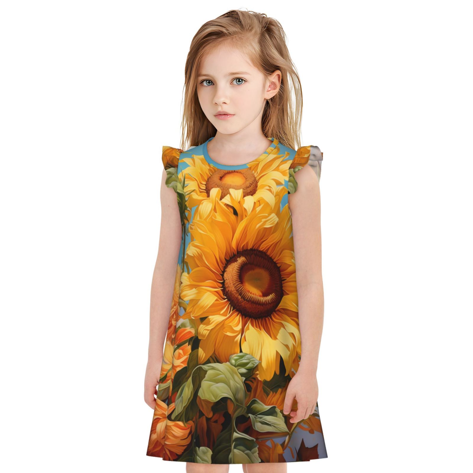 Derioi Sunflower Blue Sky for Girls Nightgowns Night Dress Sleepwear ...