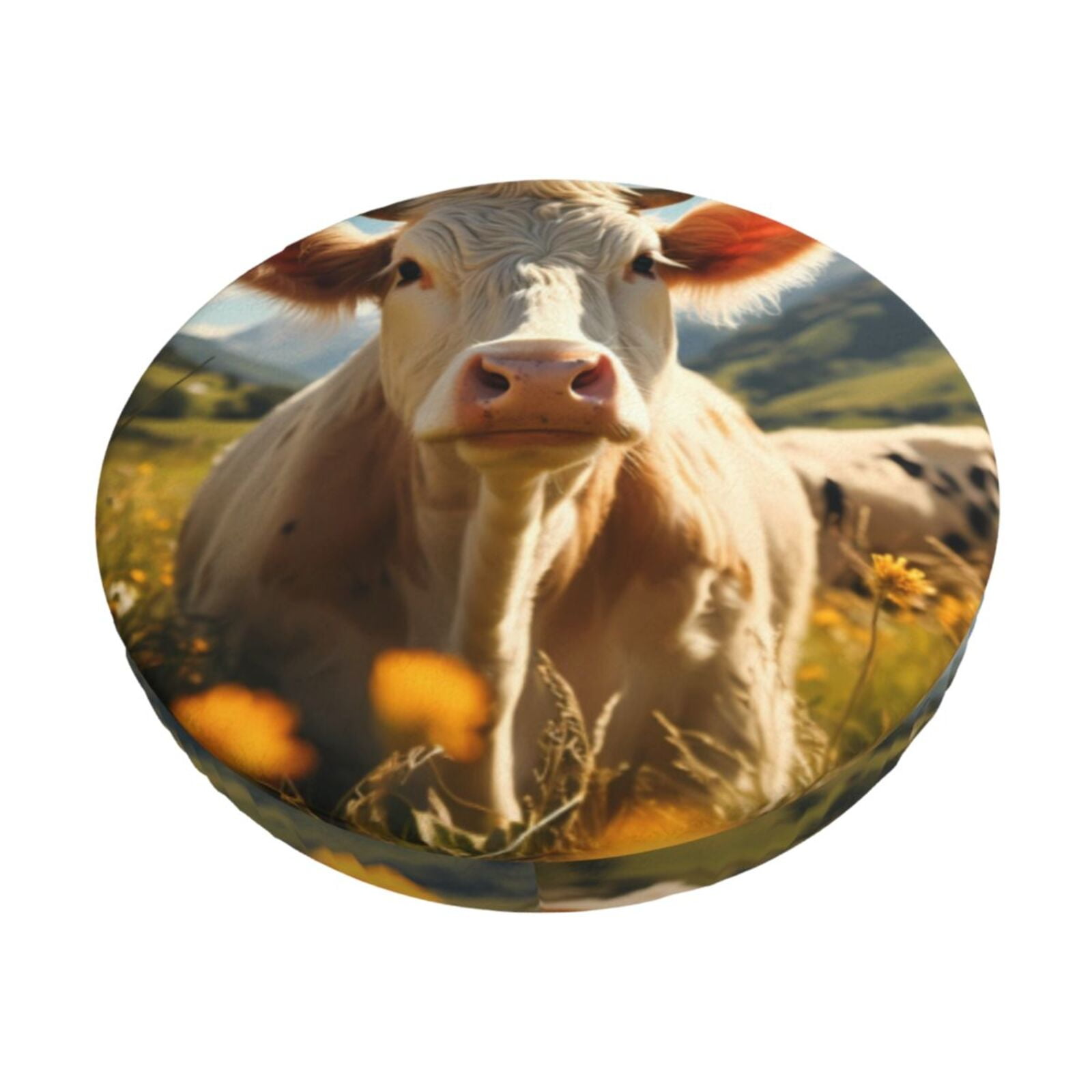 Derioi Sunflower Cow Pasture for Round Bar Chair Cushion Cover Round ...